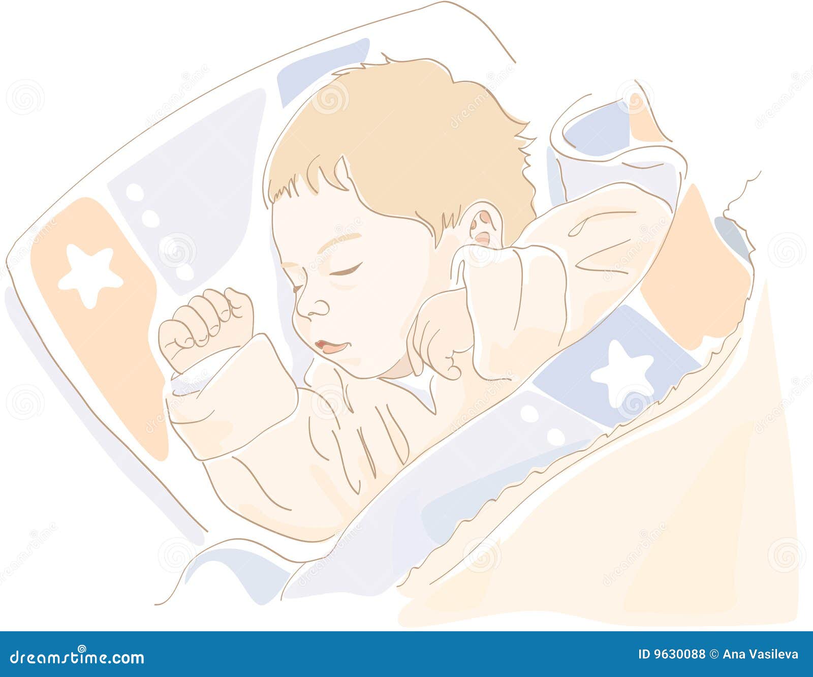 Cute baby sleeping. Vector stock vector. Illustration of shadow - 9630088