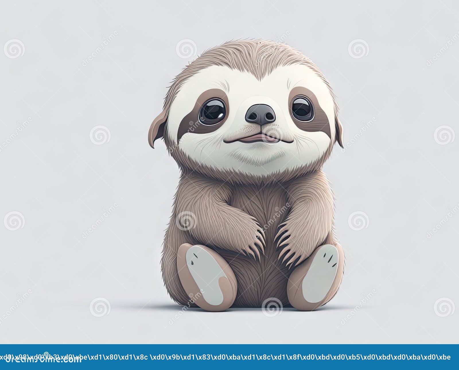 Cute Baby a Sloth Illustration 3d Style on White Background. Ai ...