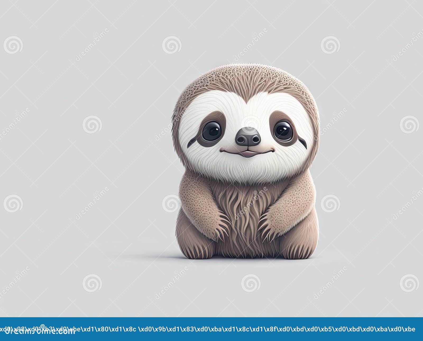 Cute Baby a Sloth Illustration 3d Style on White Background. Ai ...