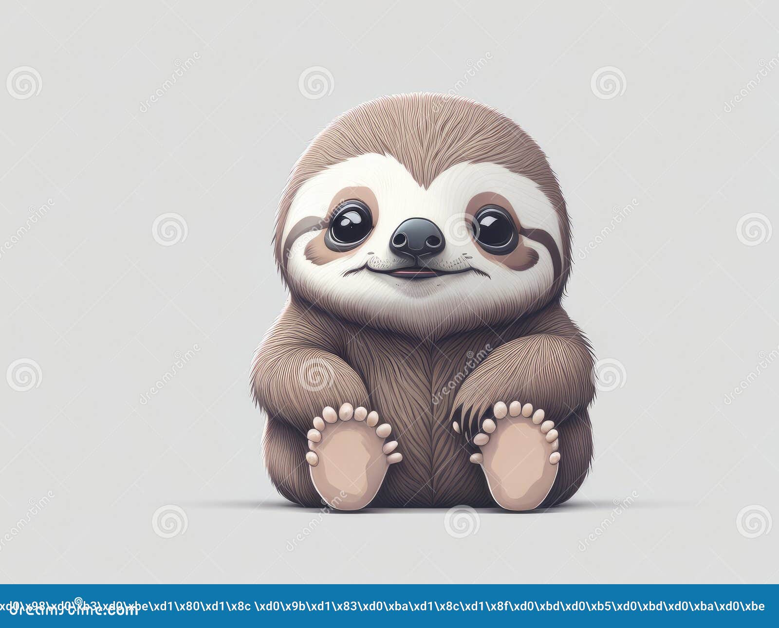 Cute Baby a Sloth Illustration 3d Style on White Background. Ai ...