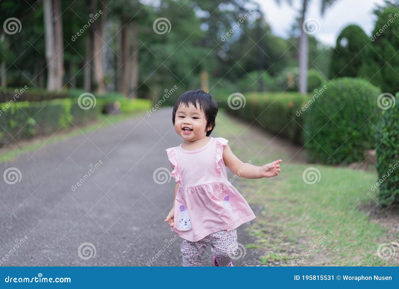 Cute Baby Smiling and Running at the Park Stock Image - Image of person ...