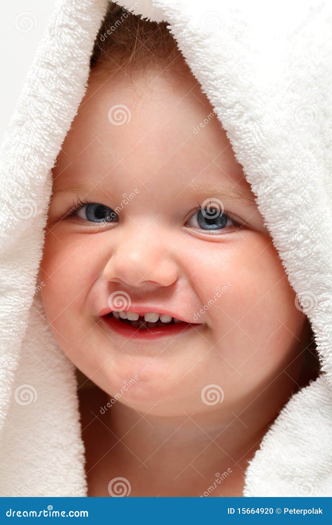 Cute Baby Smiling Under White Towel after Bath Stock Photo - Image of ...