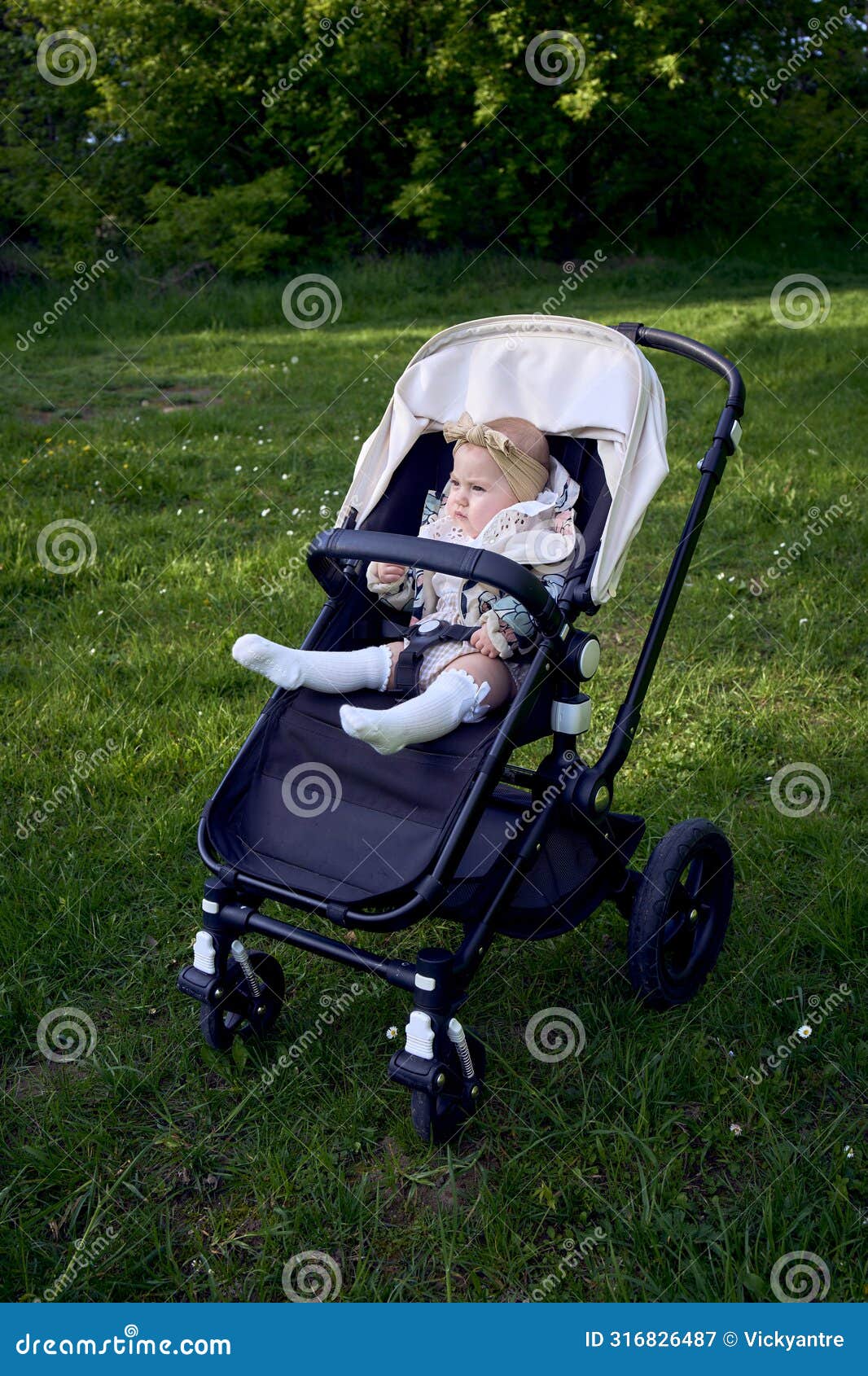 Cute Baby in a Stroller in the Park Stock Image - Image of trees, buggy ...