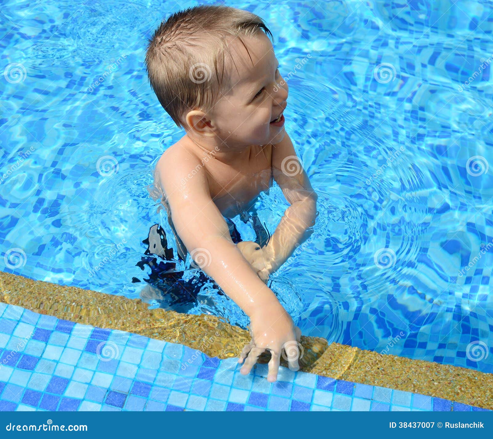 Cute baby stock image. Image of active, slide, pool, portrait - 38437007