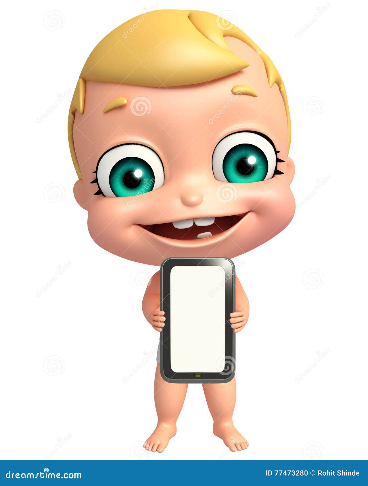Cute baby with Tab stock illustration. Illustration of learning - 77473280