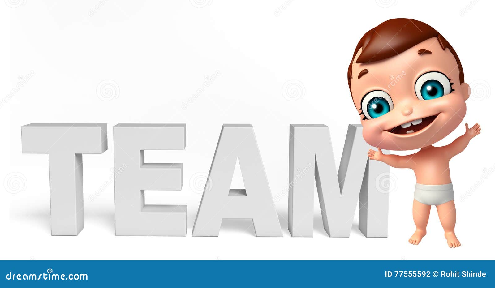 Cute baby with Team sign stock illustration. Illustration of student ...