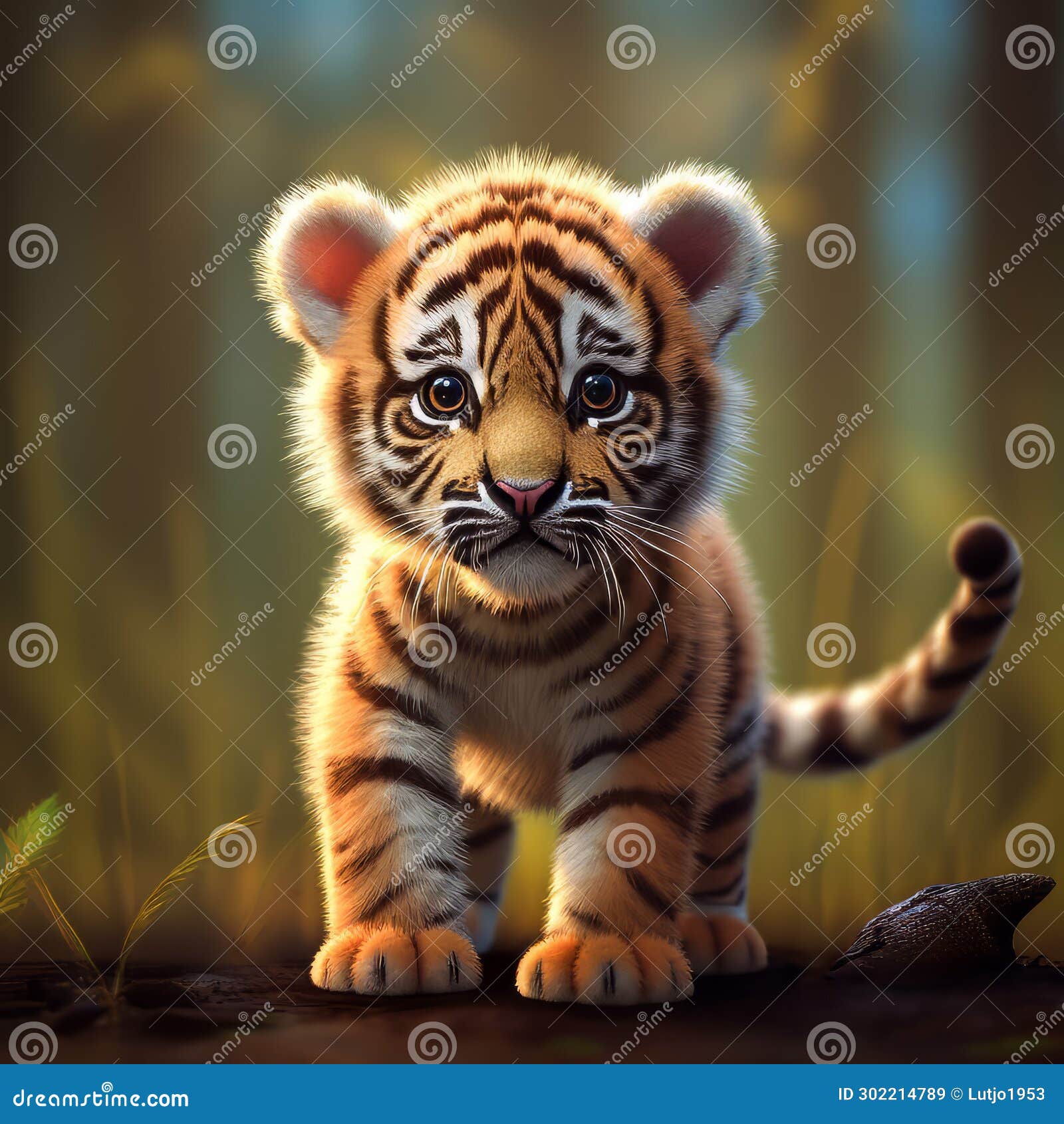 Cute Baby Tiger stock illustration. Illustration of spotted - 302214789