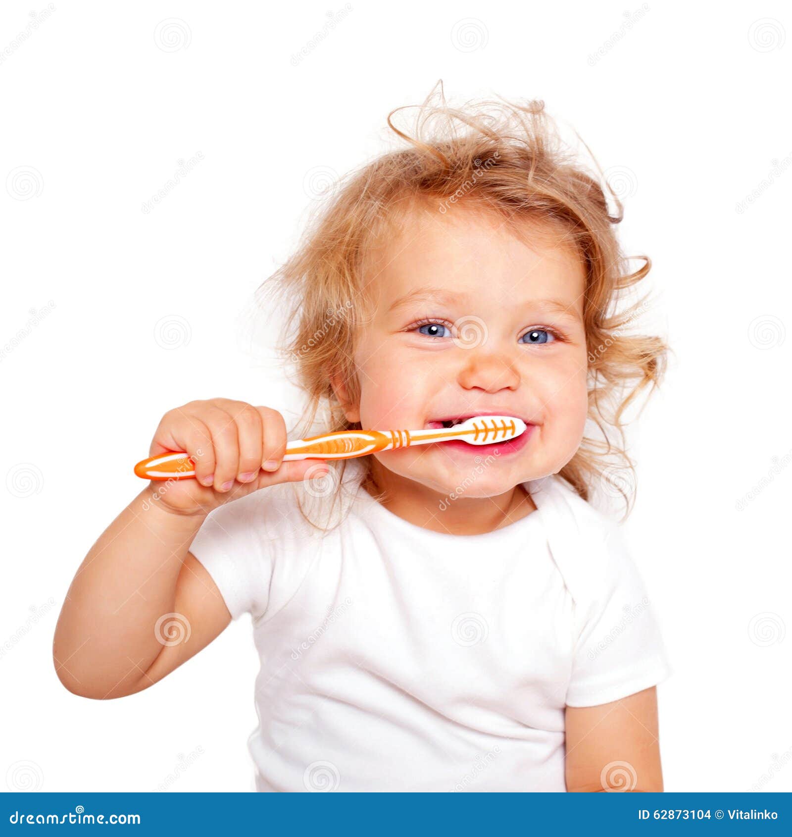 Cute Baby Toddler Brushing Teeth. Stock Photo - Image of care, people ...