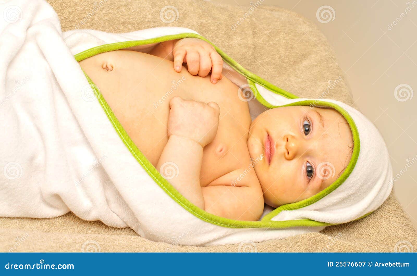 Cute baby in towel stock image. Image of smile, cute - 25576607