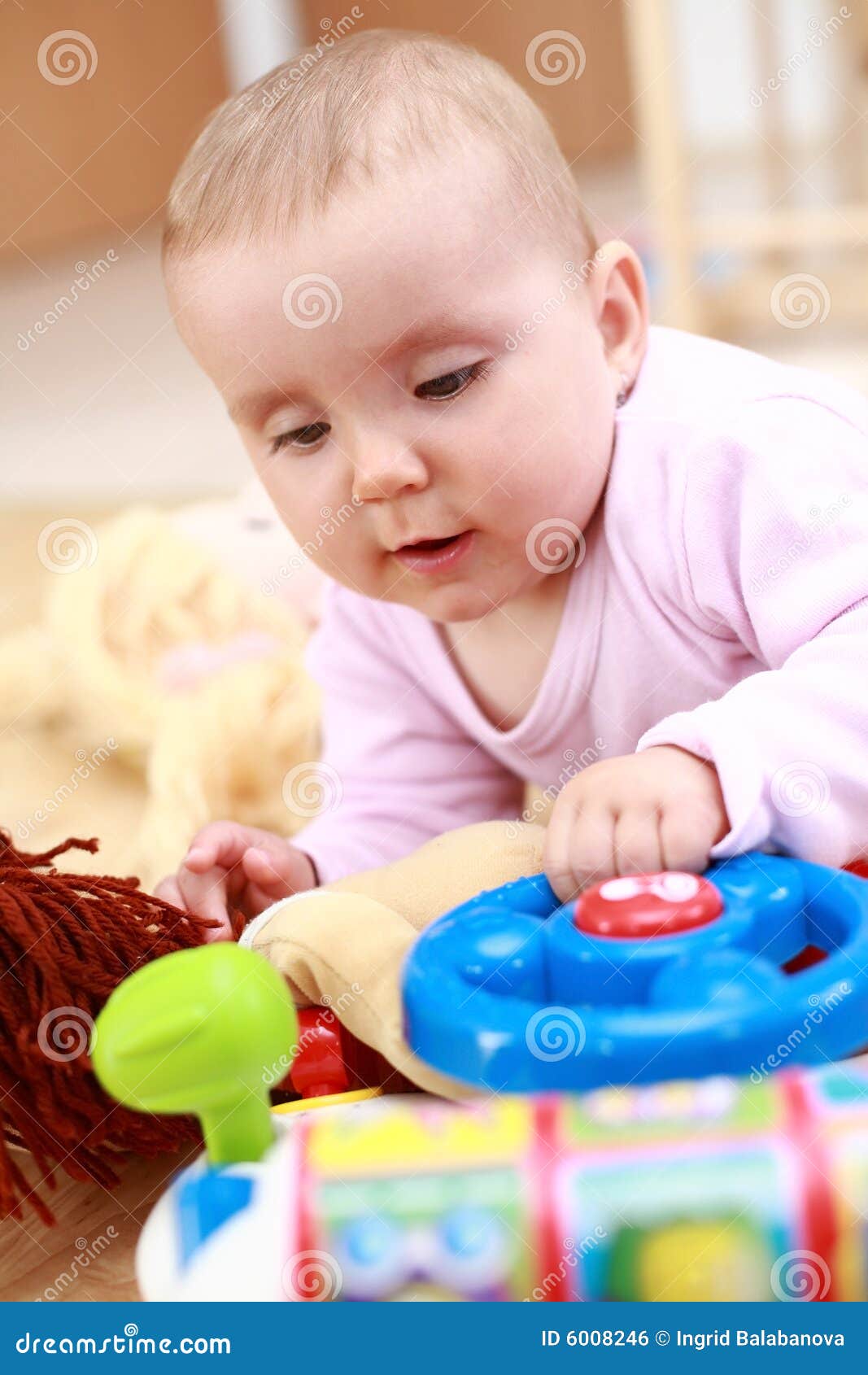 Cute baby with toy stock photo. Image of child, girl, playing - 6008246