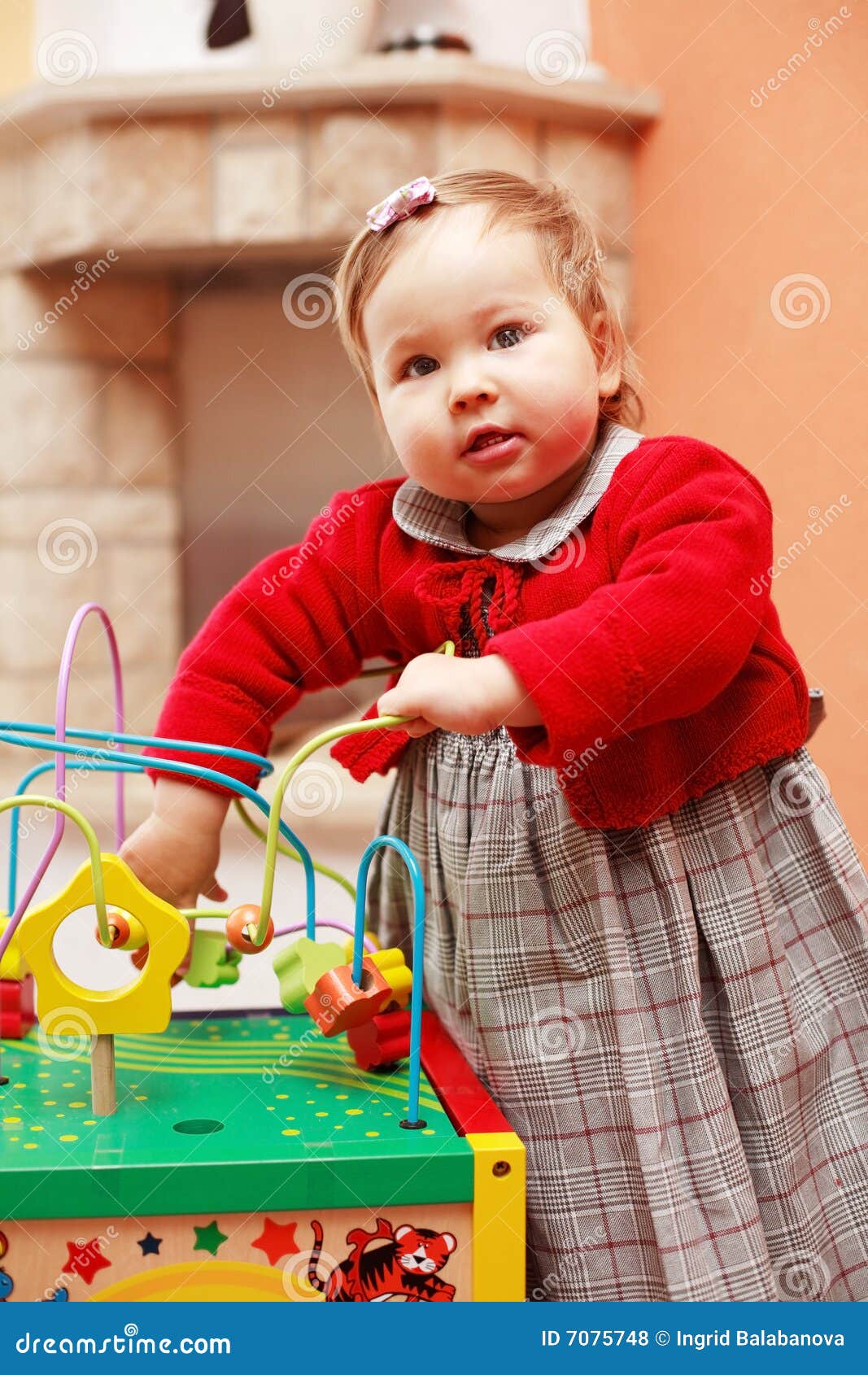 Cute baby with toy stock photo. Image of child, smile - 7075748