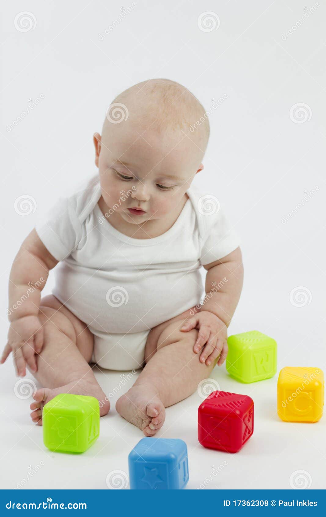 Cute baby with Toy Blocks stock photo. Image of copy - 17362308
