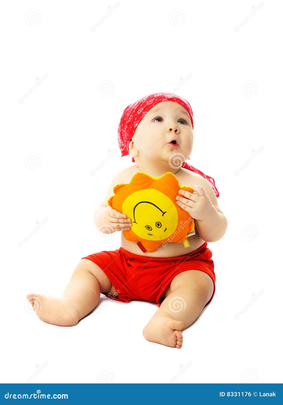 Cute Baby with a Toy Sun Dreaming of Summer Stock Photo - Image of ...
