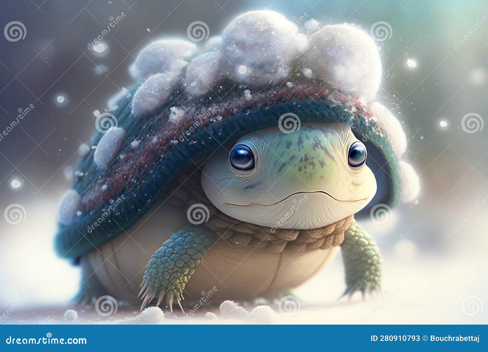 Cute Baby Turtle Wearing a Hat Stock Illustration - Illustration of ...