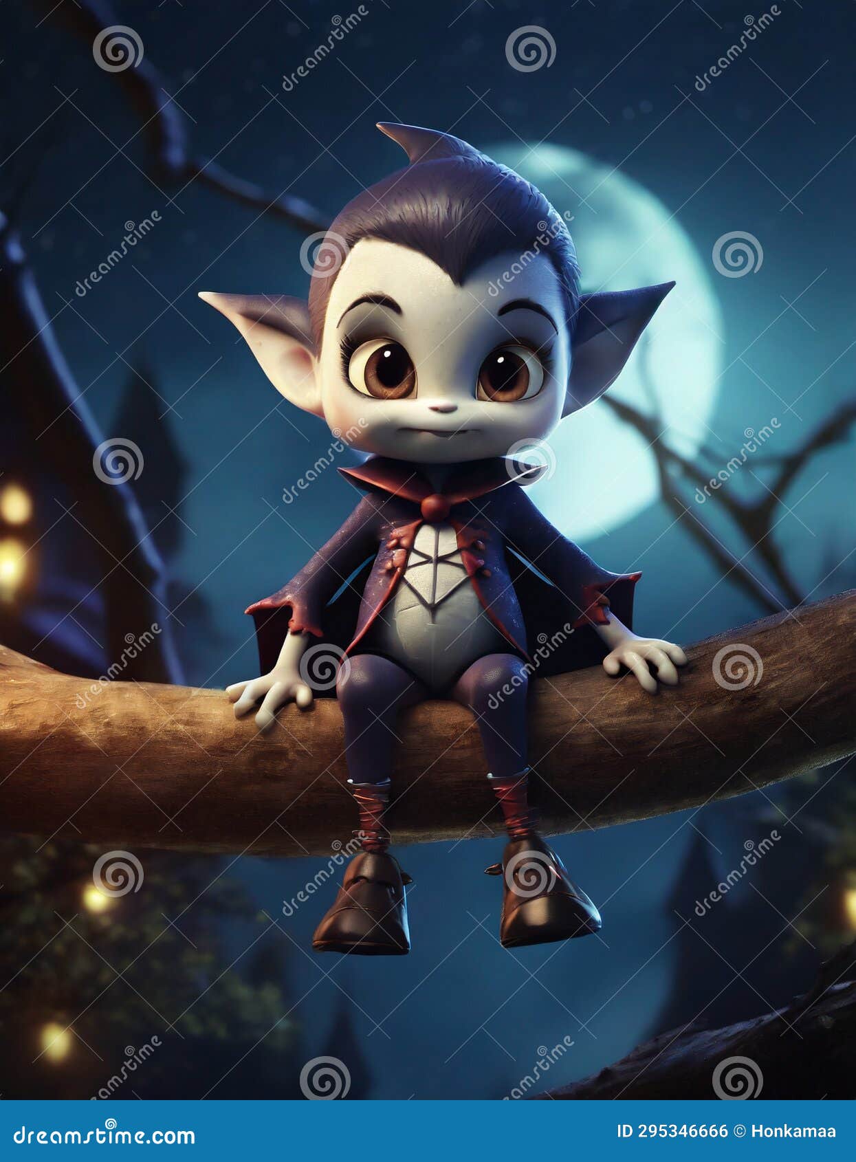 Cute Baby Vampire Sitting in Tree Stock Illustration - Illustration of ...