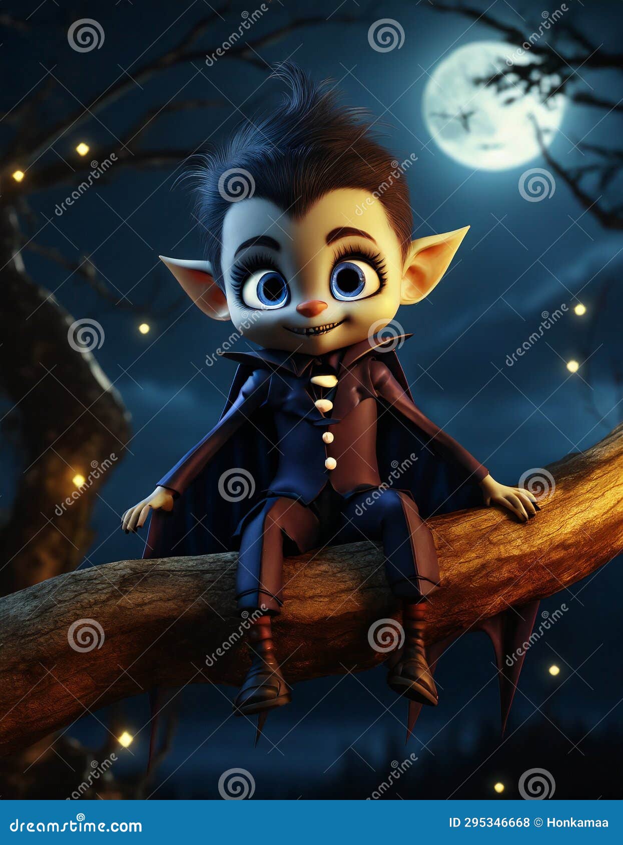 Cute Baby Vampire Sitting in Tree Stock Illustration - Illustration of ...