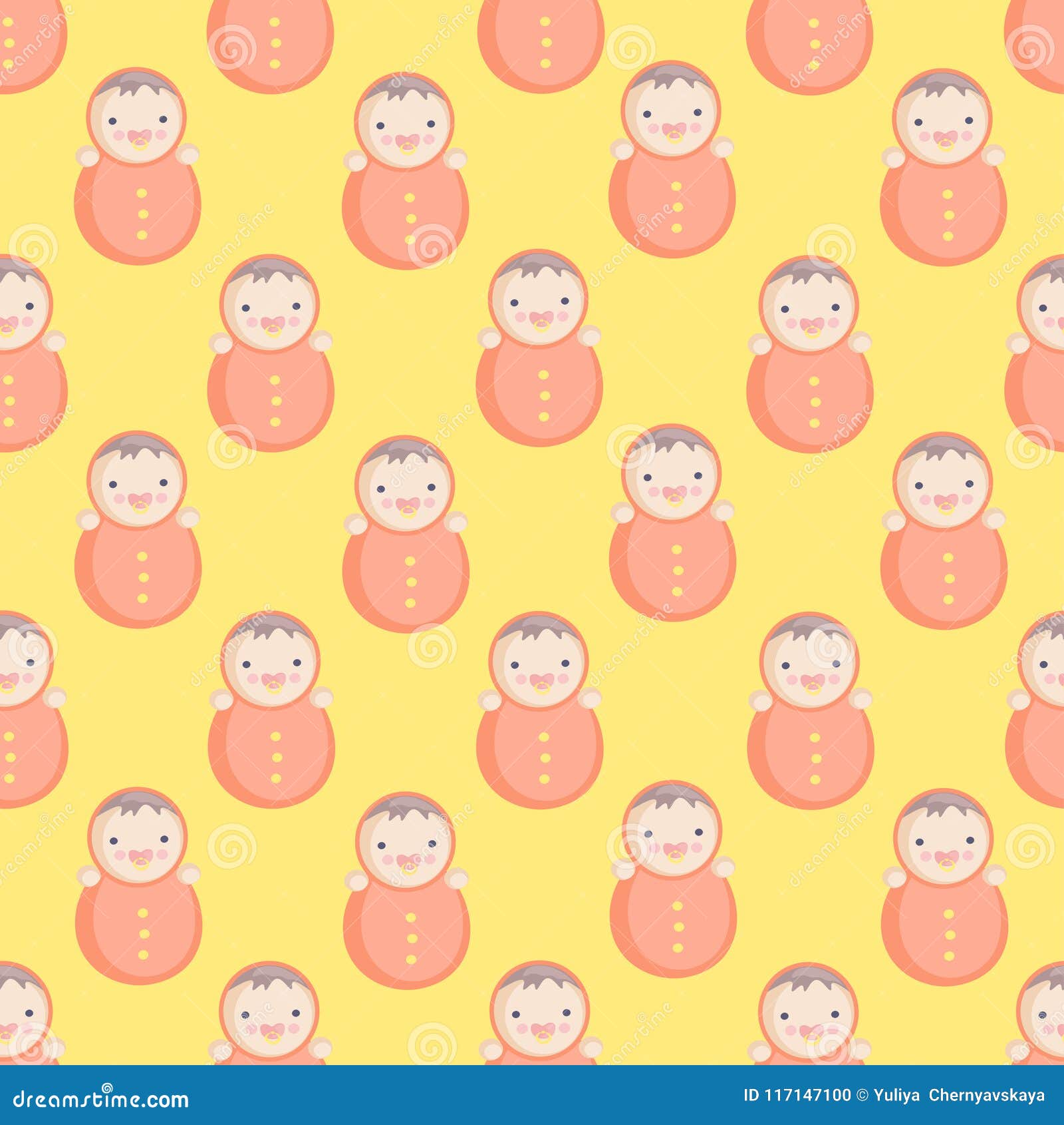 Cute Baby Vector Seamless Pattern with Roly-poly Stock Vector ...