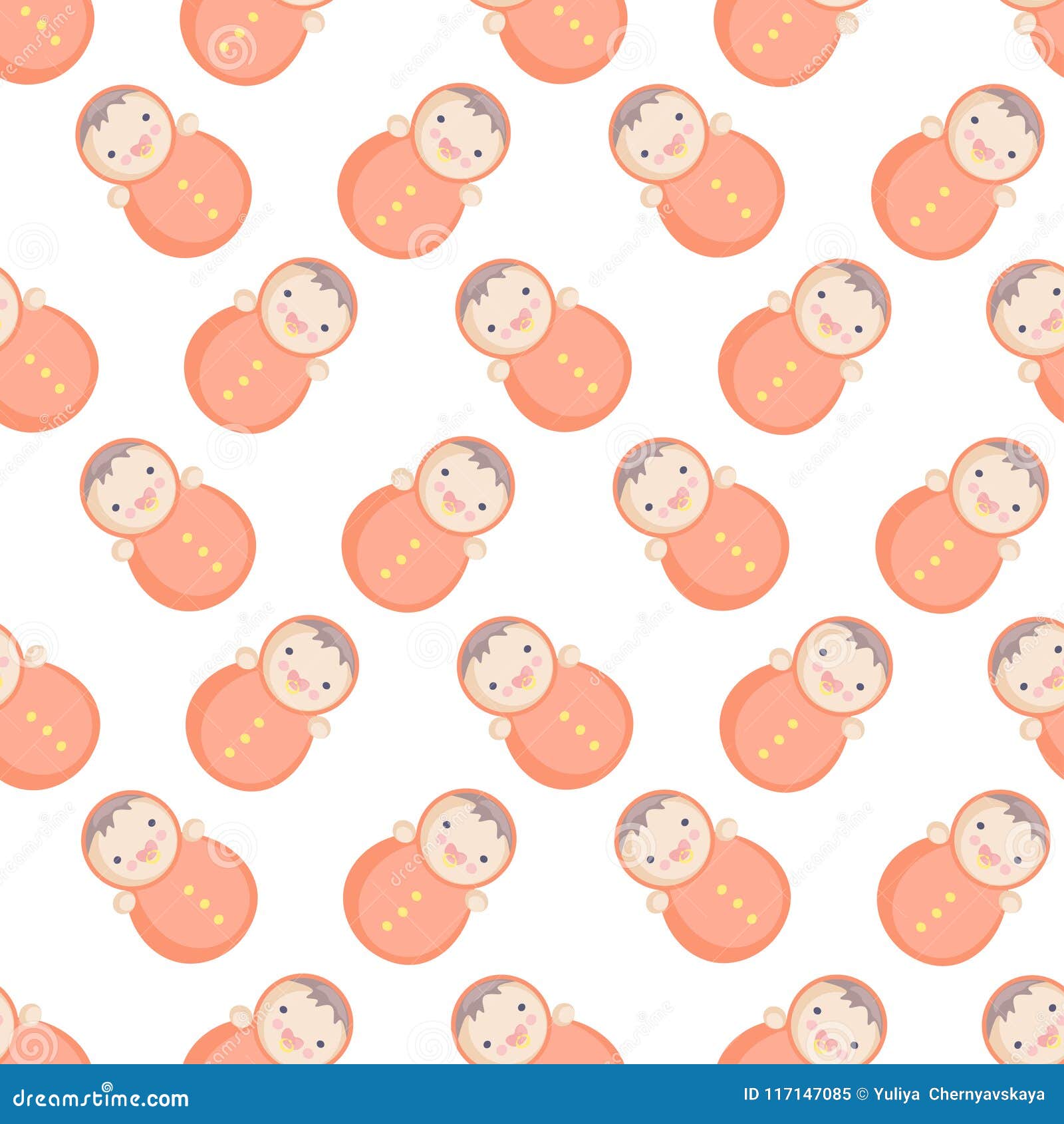 Cute Baby Vector Seamless Pattern with Roly-poly Stock Vector ...