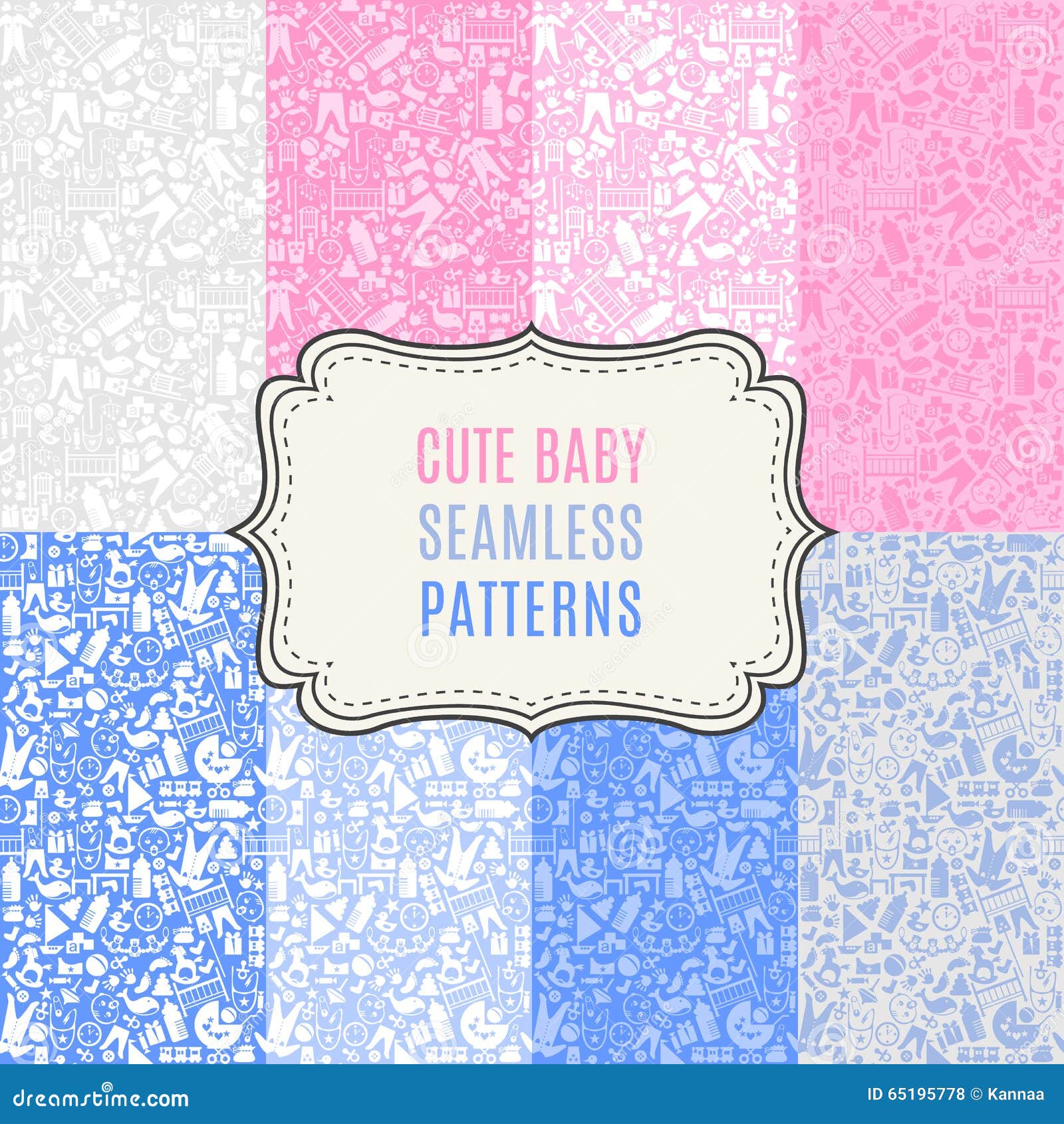 Cute Baby Vector Seamless Patterns. Endless Stock Vector - Illustration ...