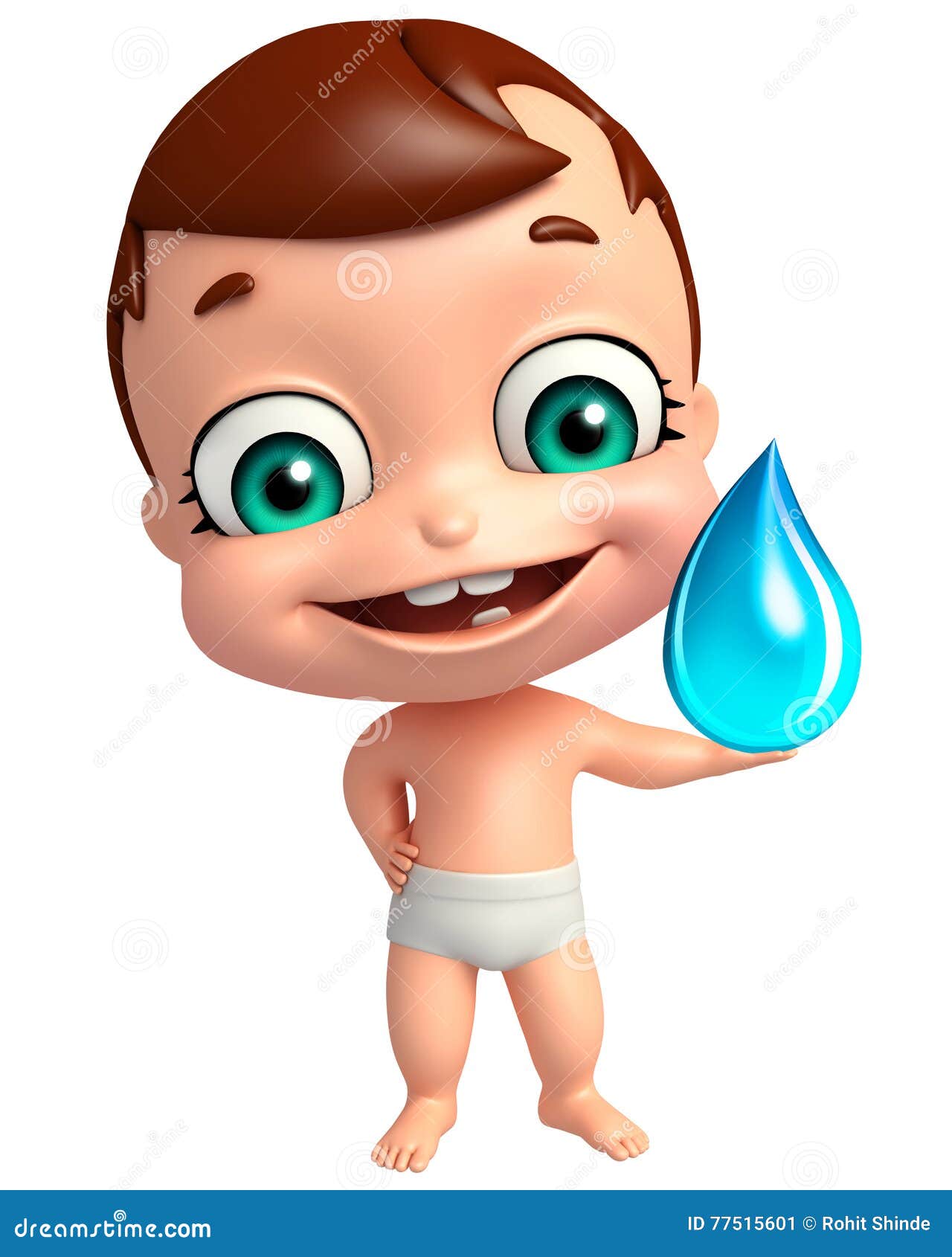 Cute baby with water drop stock illustration. Illustration of study ...