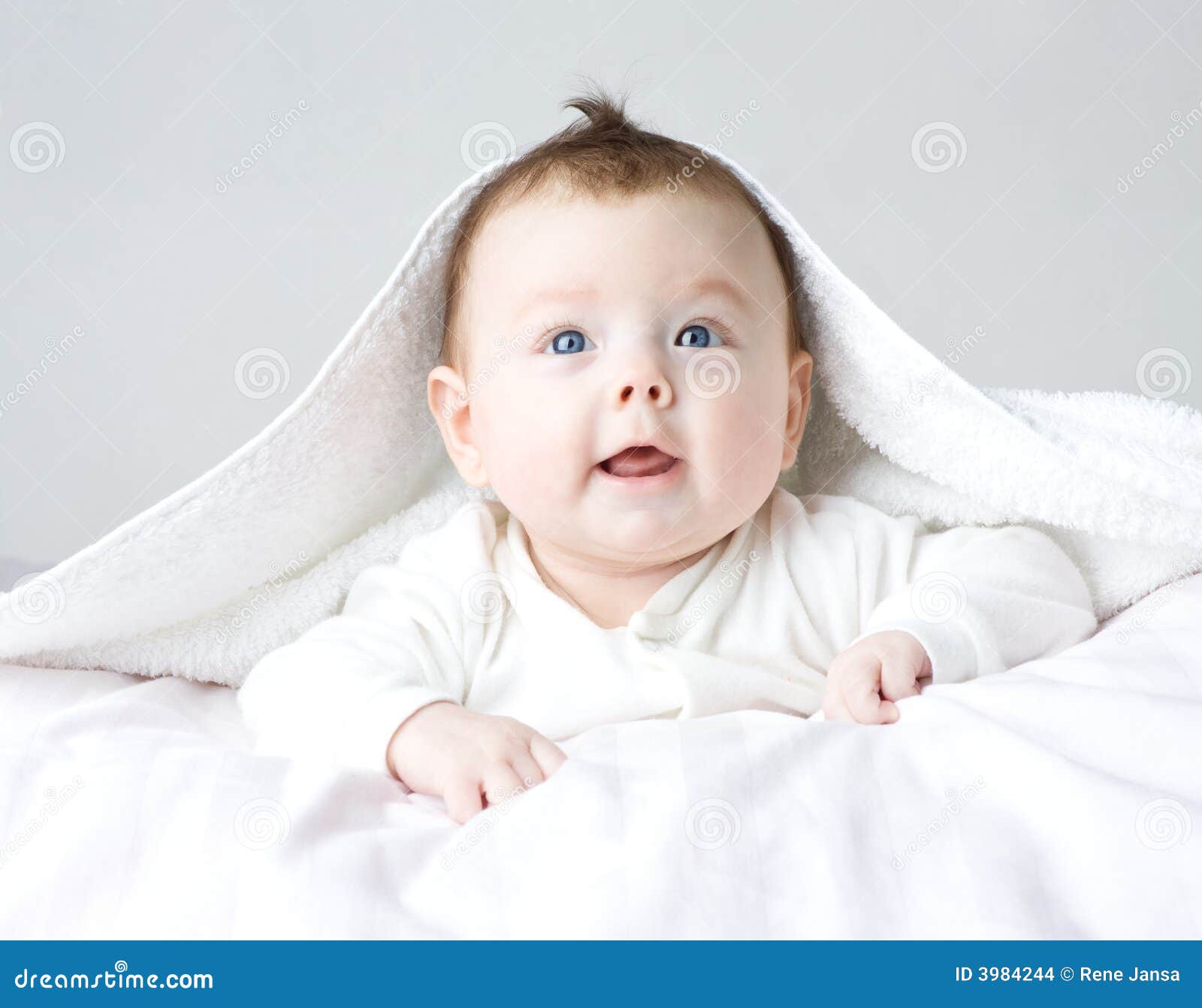 Cute Baby in White Clothing Stock Photo - Image of caucasian ...