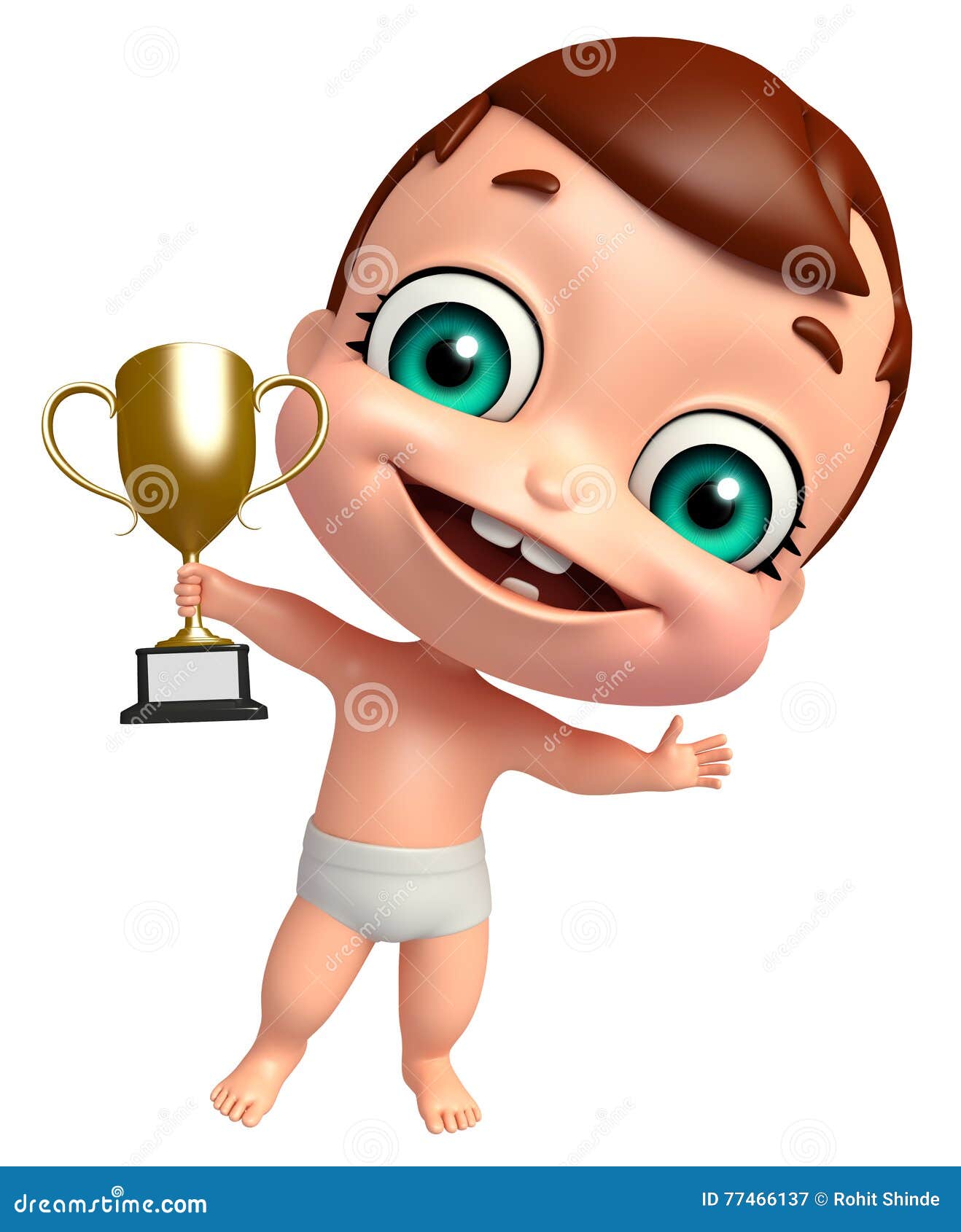Cute baby with Winning cup stock illustration. Illustration of winning ...