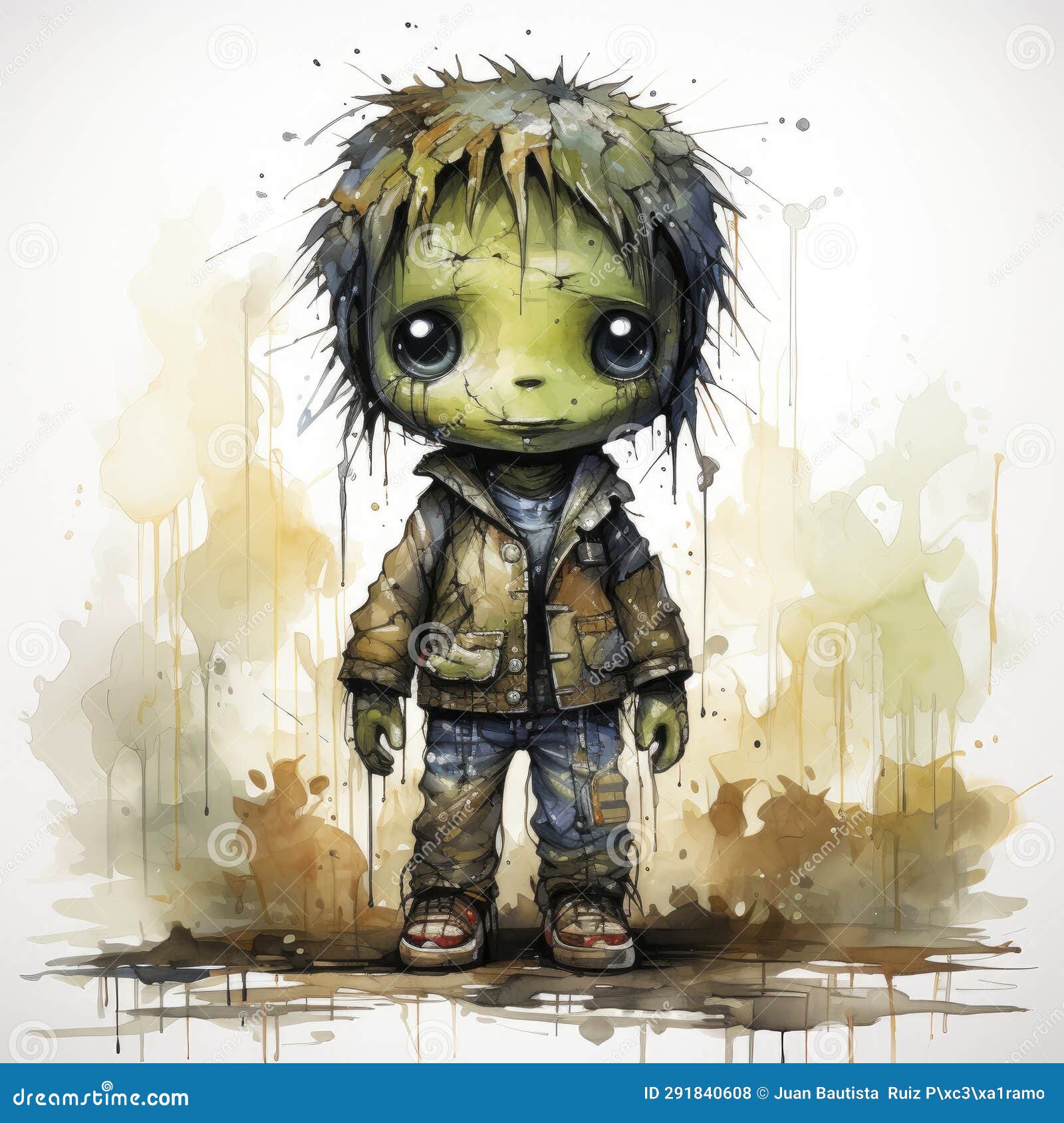 Cute Baby Zombie in Scary Pose. Stock Illustration - Illustration of ...
