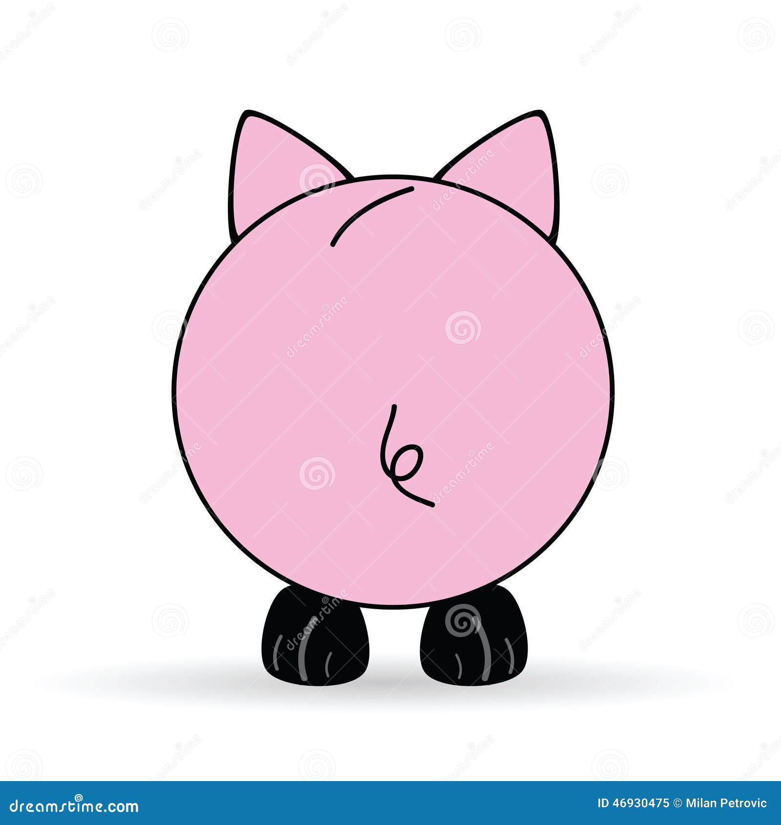 Cute Back of Pig Vector Illustration Stock Vector - Illustration of ...