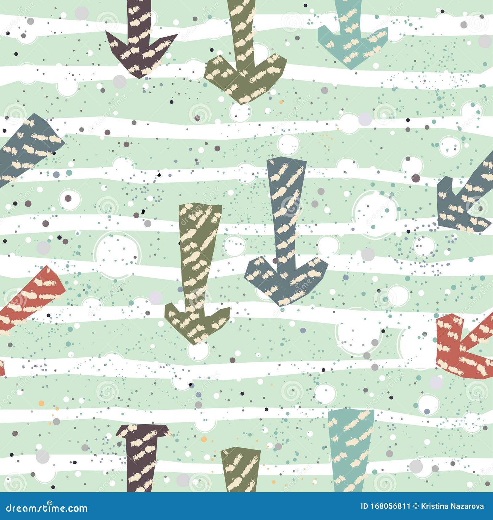 Cute Background with Arrows. Hand Drawn Seamless Pattern Stock ...