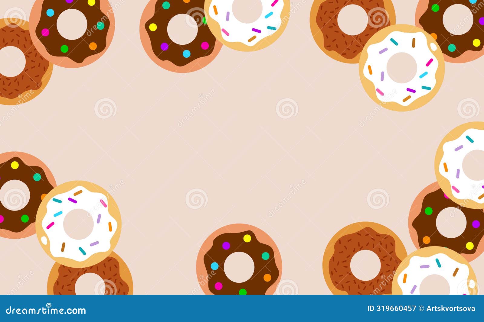 Cute Background with Donuts. Sweet Food Donuts. Vector Illustration ...