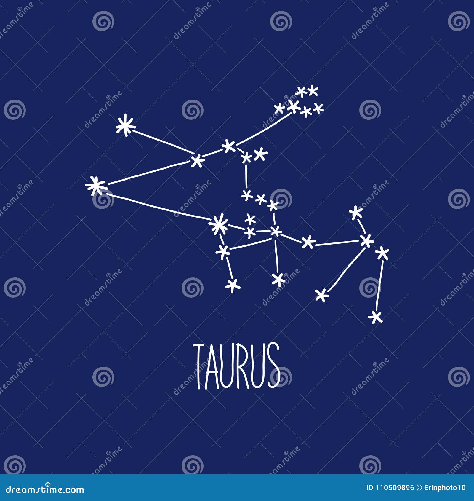 Cute Background With Schematic Hand Drawn Zodiac Constellation Of ...