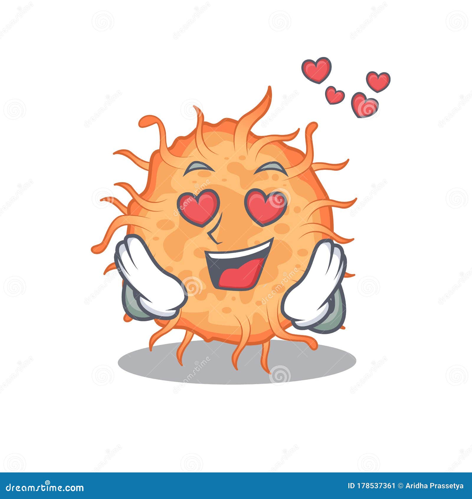 Cute Bacteria Endospore Cartoon Character Has a Falling in Love Face ...