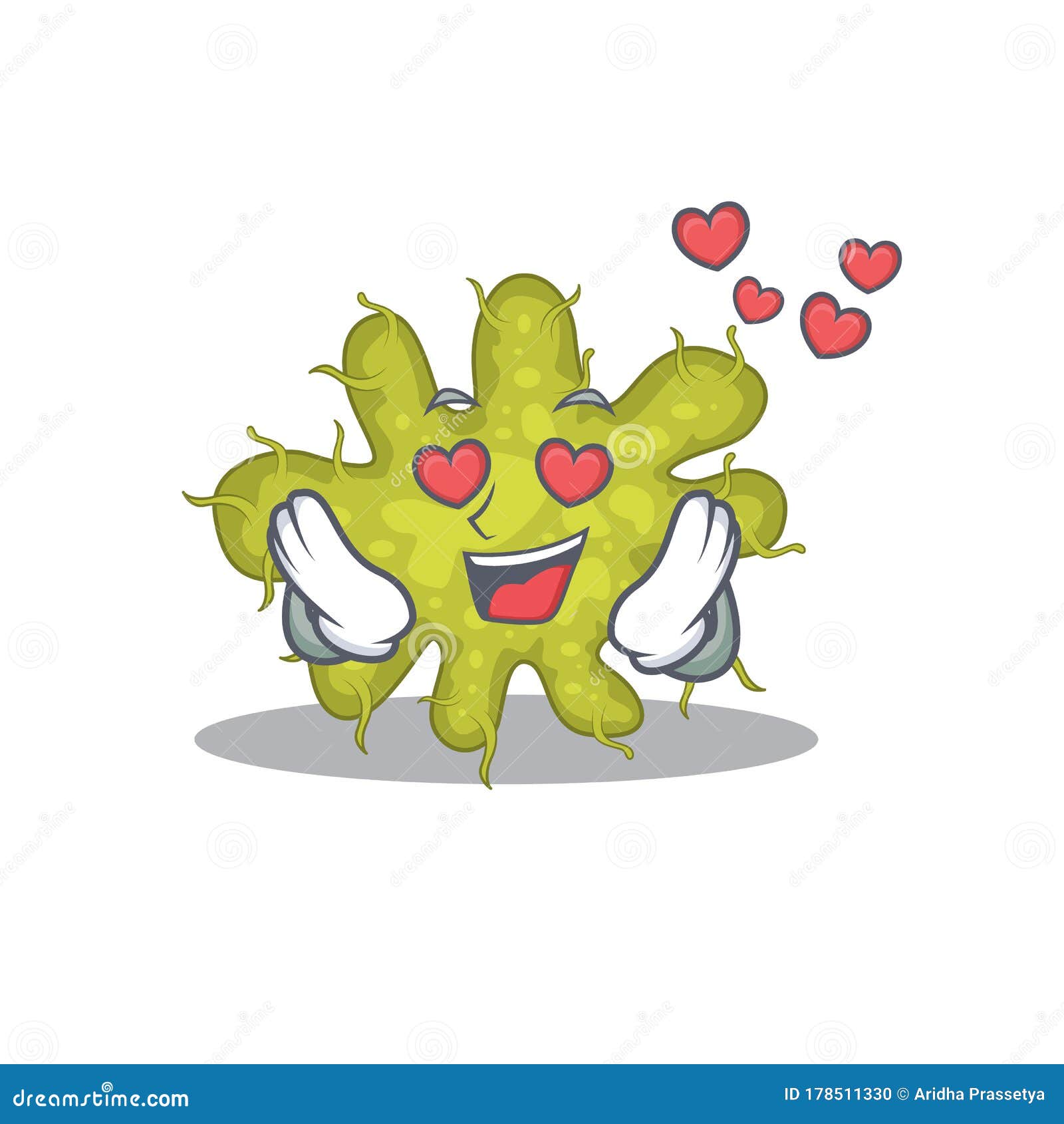 Cute Bacterium Cartoon Character Has a Falling in Love Face Stock ...