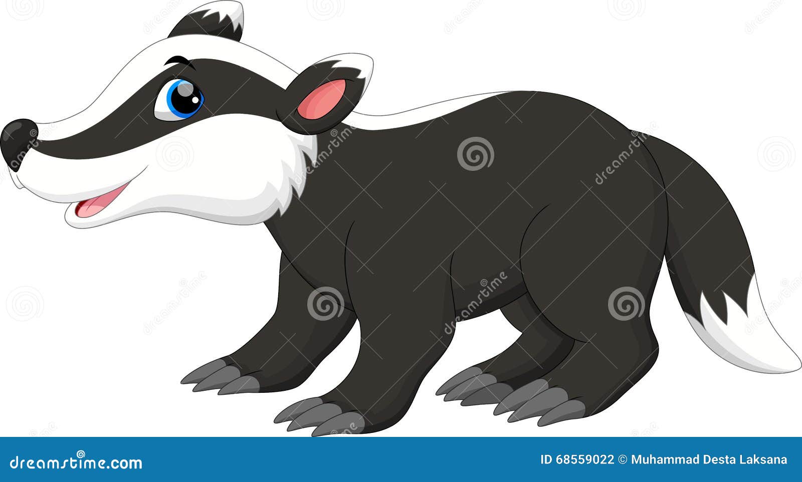 Cute Badger. Cartoon Kawaii Animal Character. Vector Illustration For ...