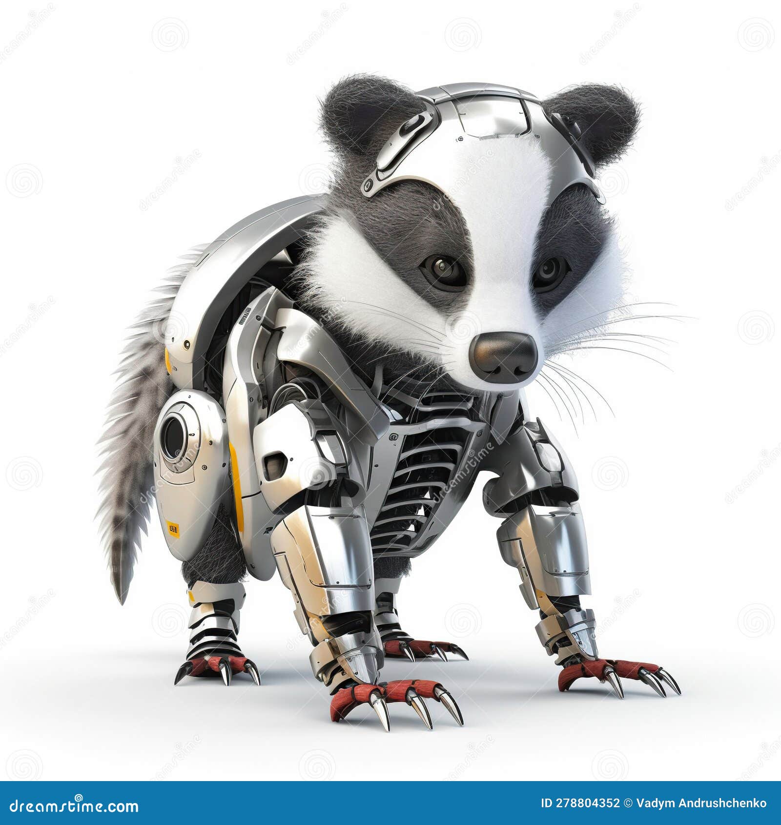 Cute Badger Robot, Robotic Animal Isolated Over White Background ...