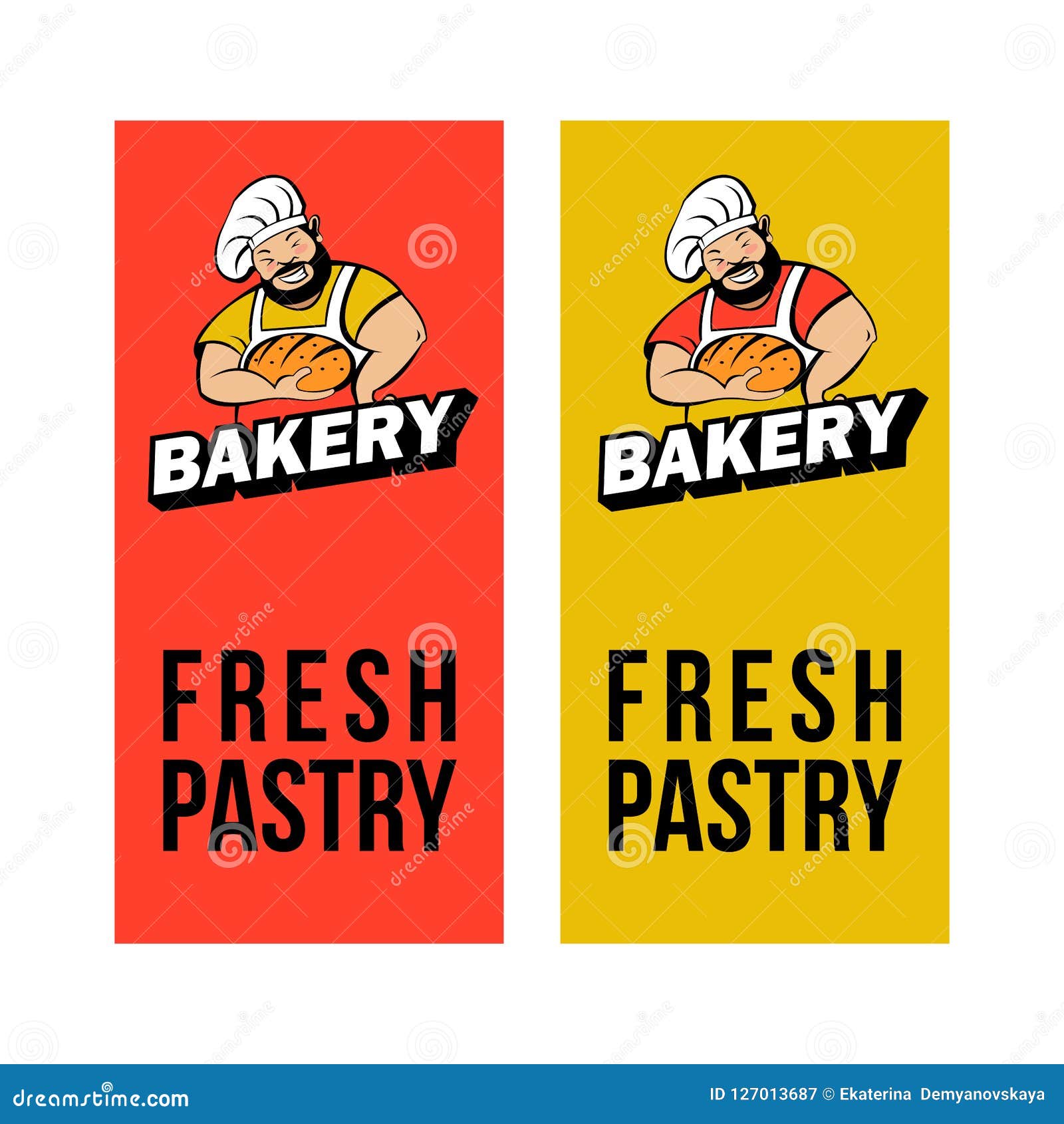 Cute Baker with Freshly Baked Bread. Vector Logo. Stock Vector ...