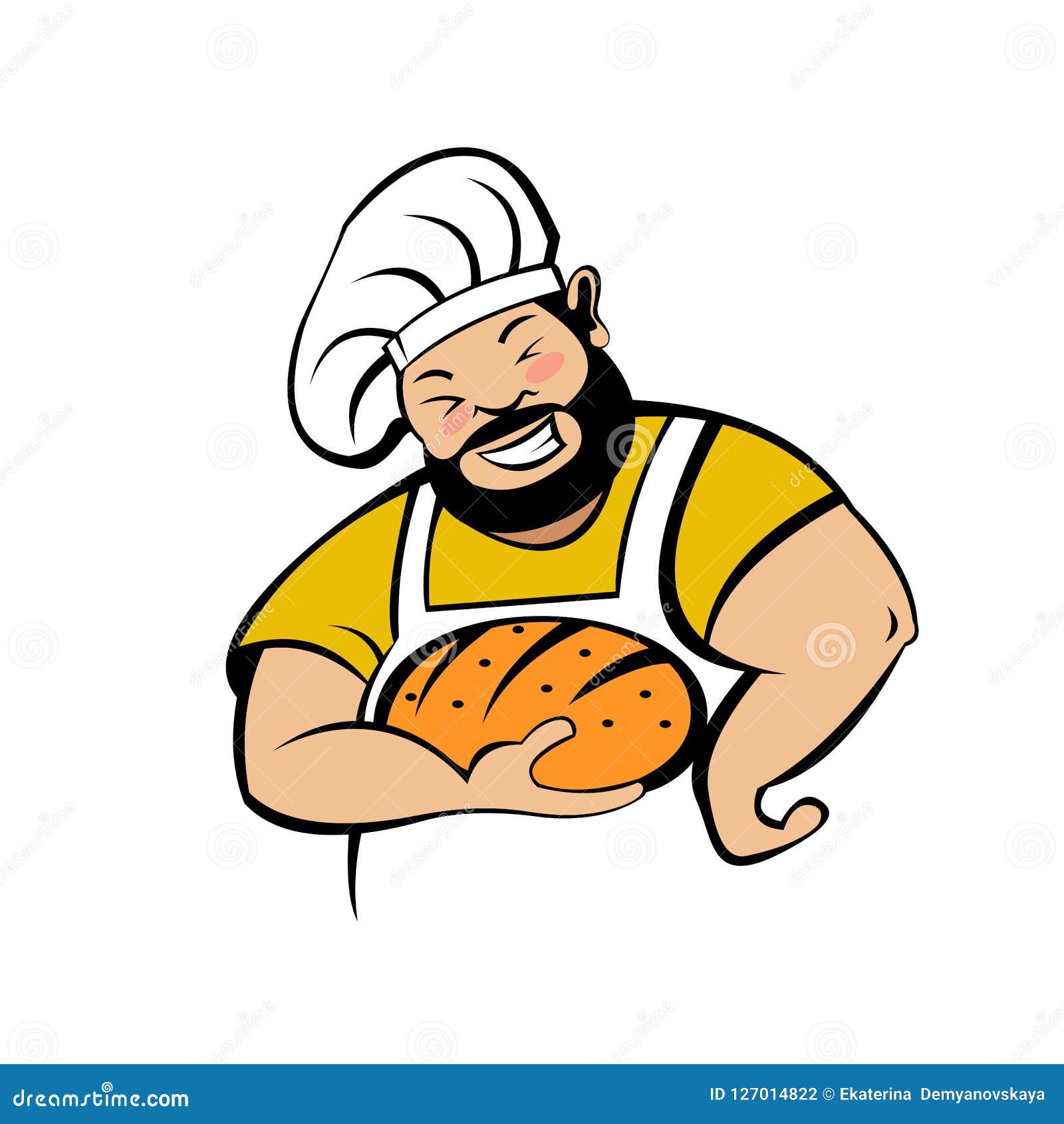 Cute Baker with Freshly Baked Bread. Vector Logo. Stock Vector ...