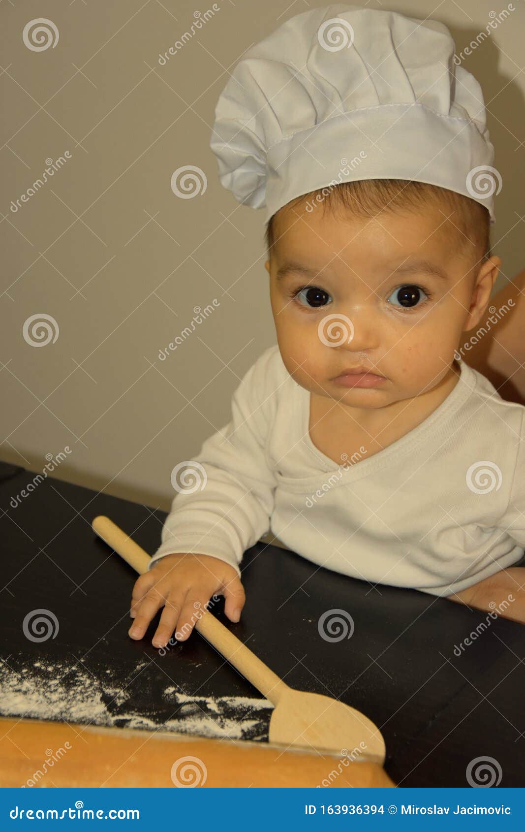 Cute Baker in Kitchen at Home Stock Photo - Image of food, childhood ...
