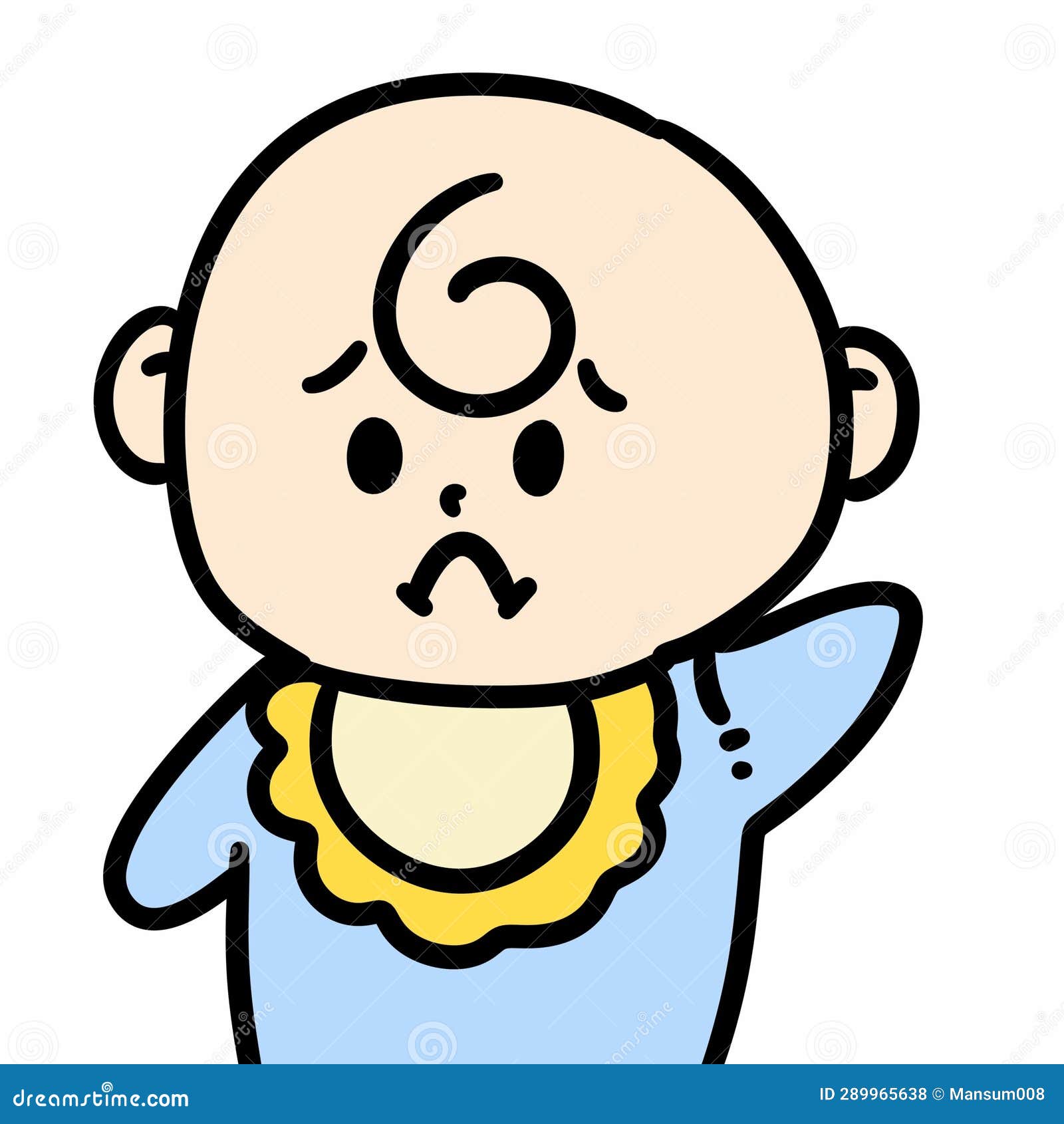 Cute Bald Man with Sad Expression. Cartoon Character Illustration ...