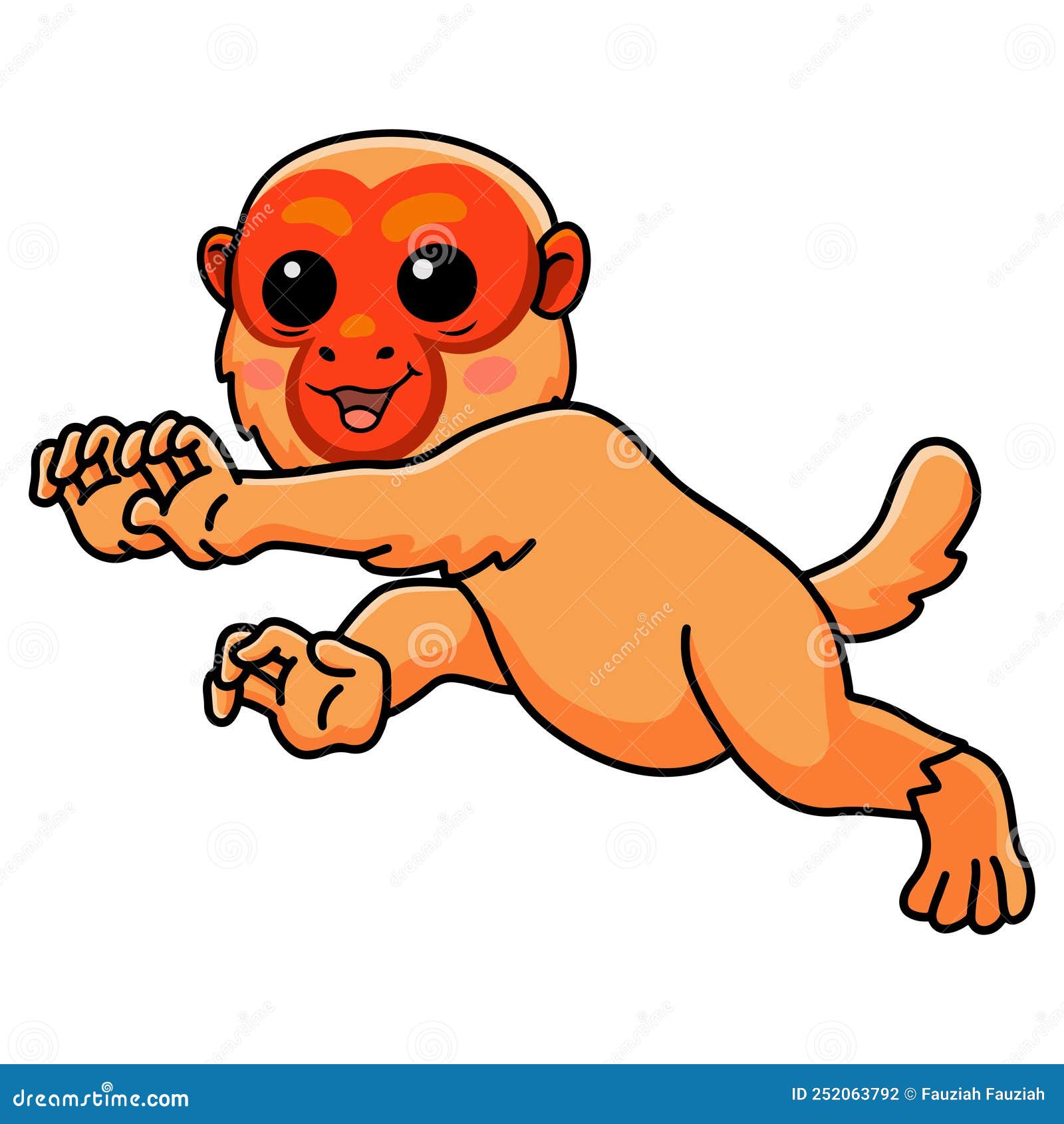 Uakari Monkey Face Vector Illustration In Cute Cartoon Style ...