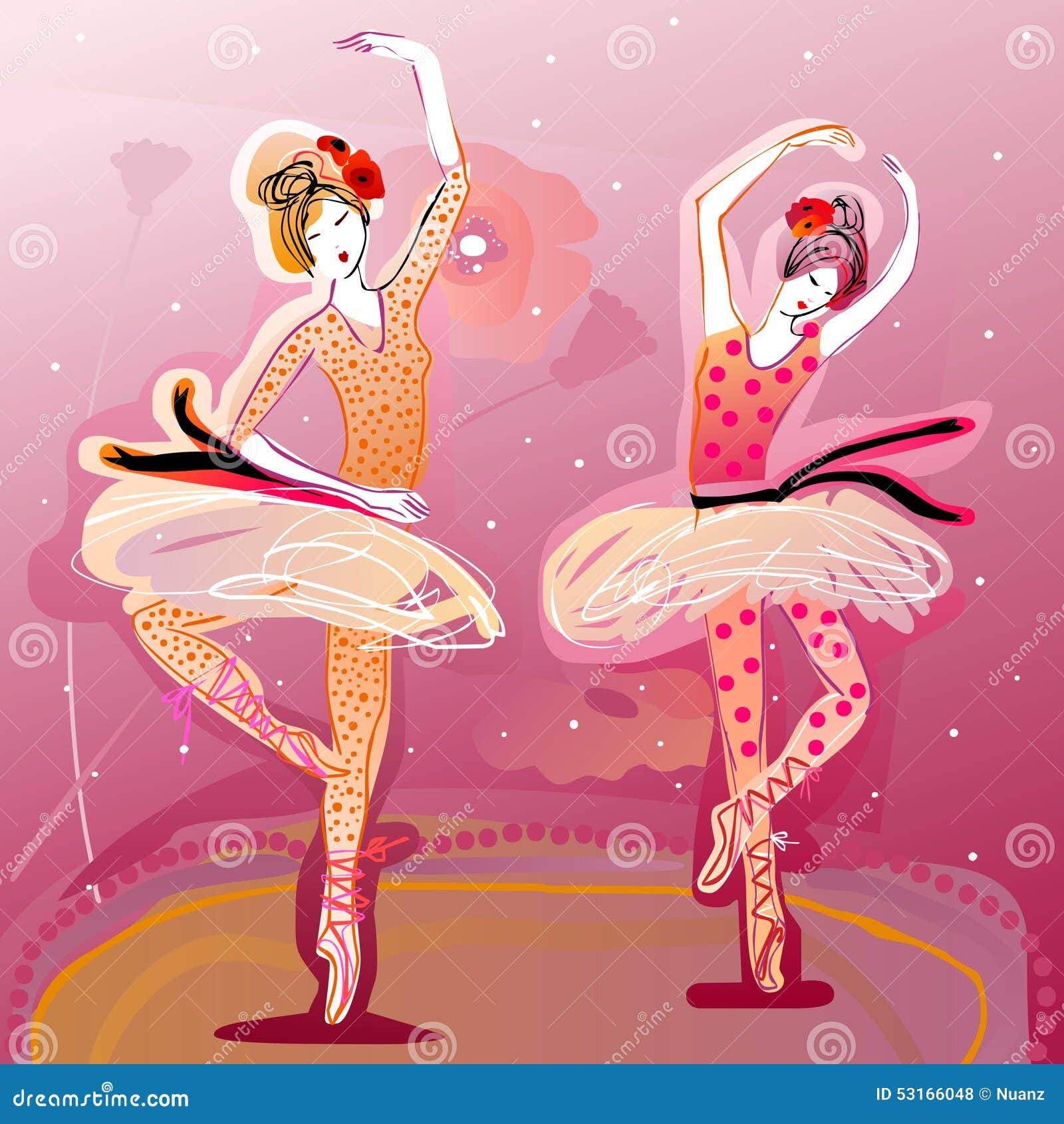Cute Ballet Dancers Performing Stock Vector - Illustration of artist ...