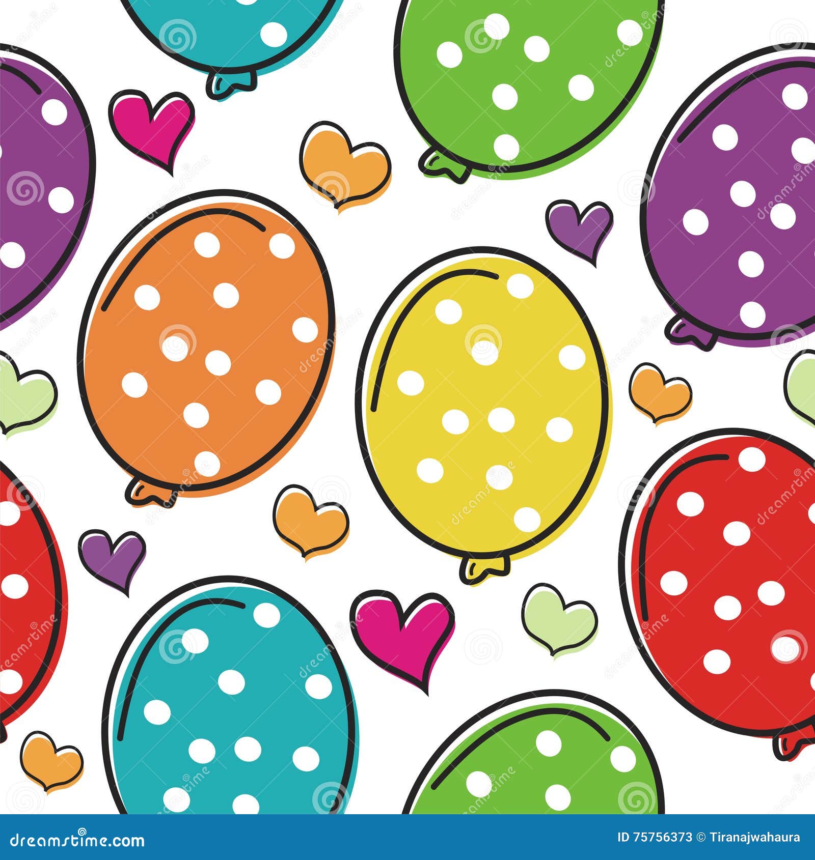 Cute Balloon Cartoon with Love Seamless Pattern Design Stock Vector ...