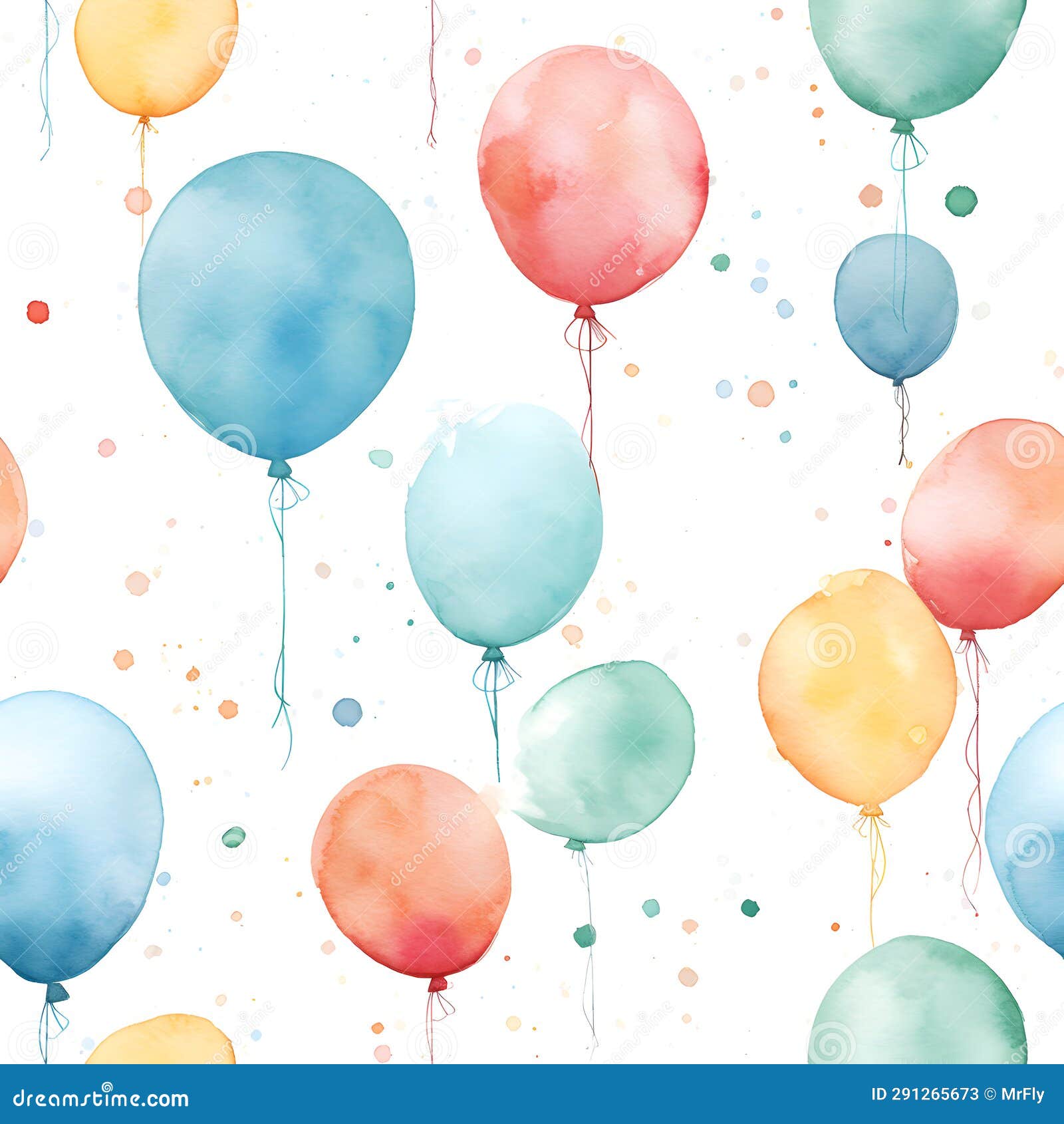 Cute Baloons Cartoon, Hand Drawn Seamless Background Image Stock ...