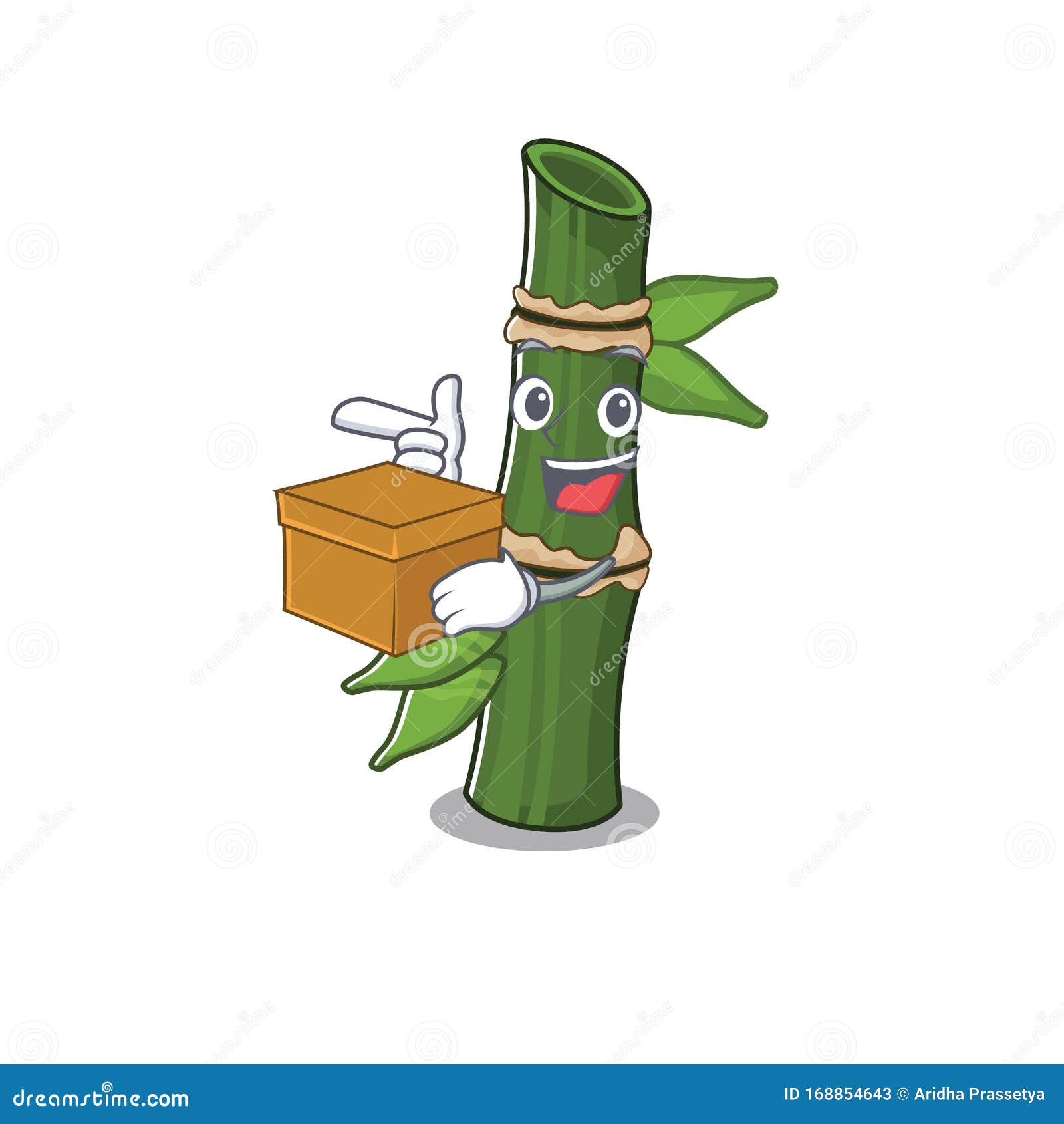 Cute Bamboo Cartoon Character Having in a Box Stock Vector ...