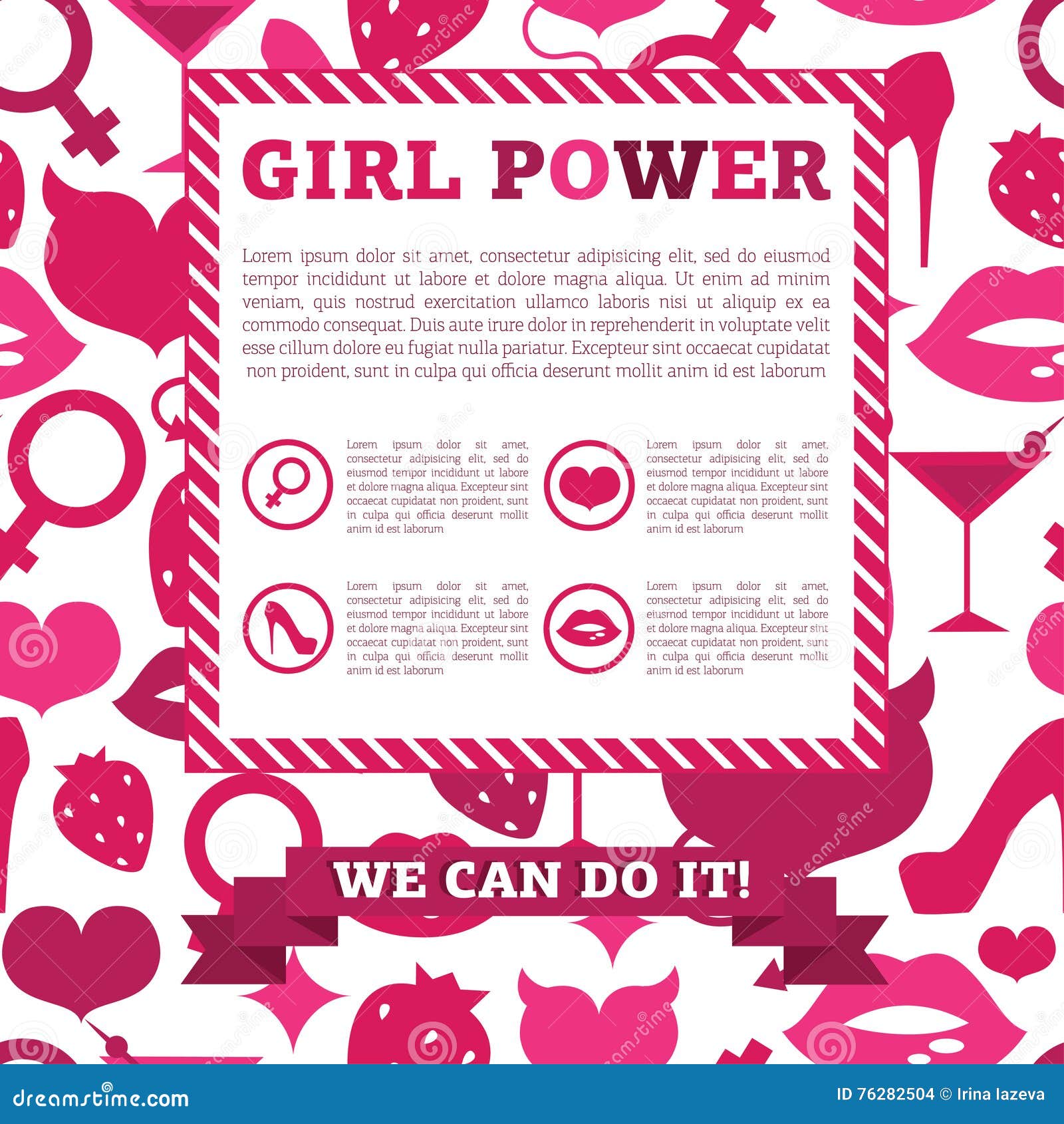Cute banner for girl power stock vector. Illustration of heroine - 76282504
