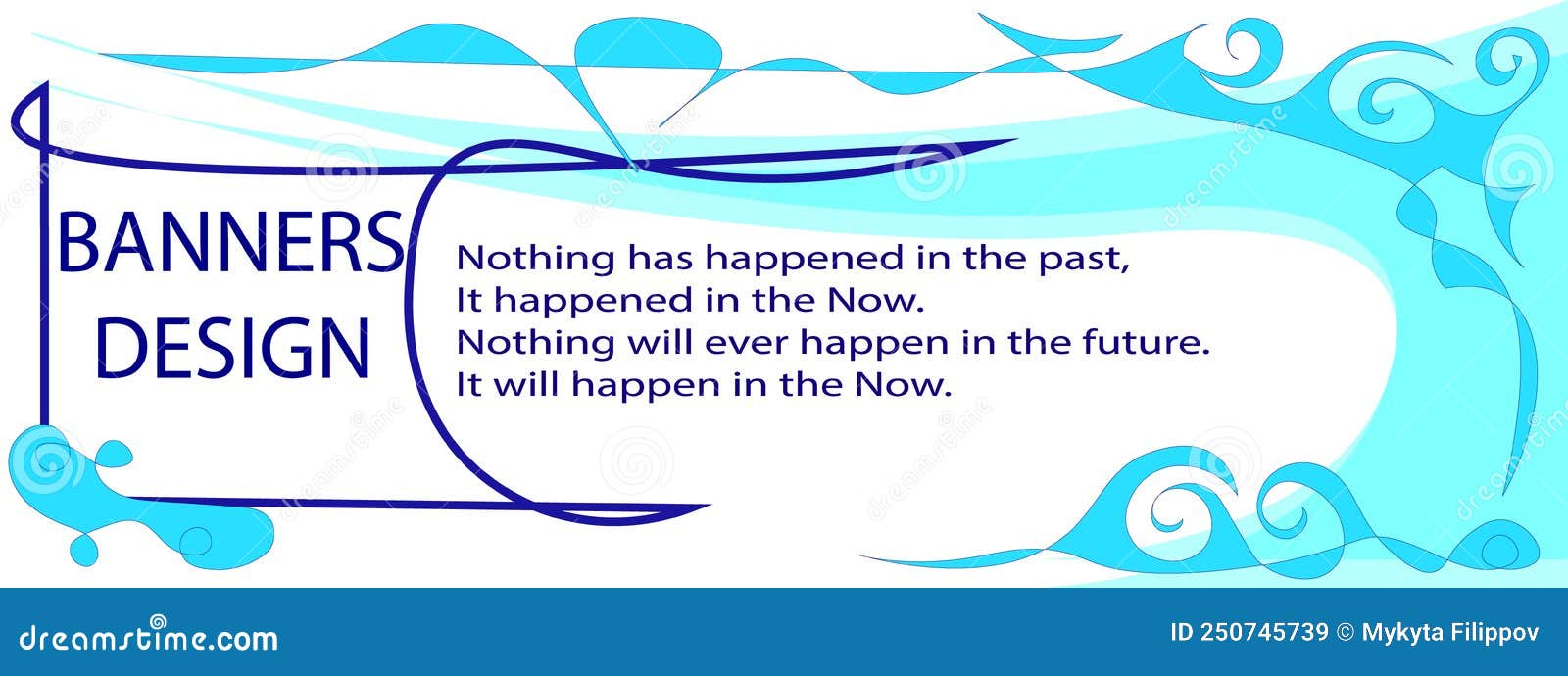 Cute Banner Illustration. Patterns in Blue Stock Vector - Illustration ...