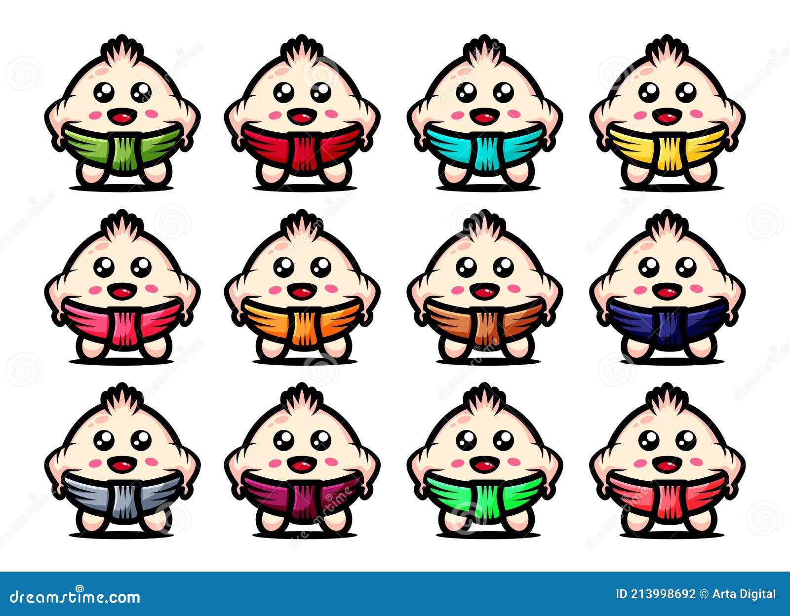 A Cute Baozi Character Design Set Stock Vector - Illustration of baozi ...