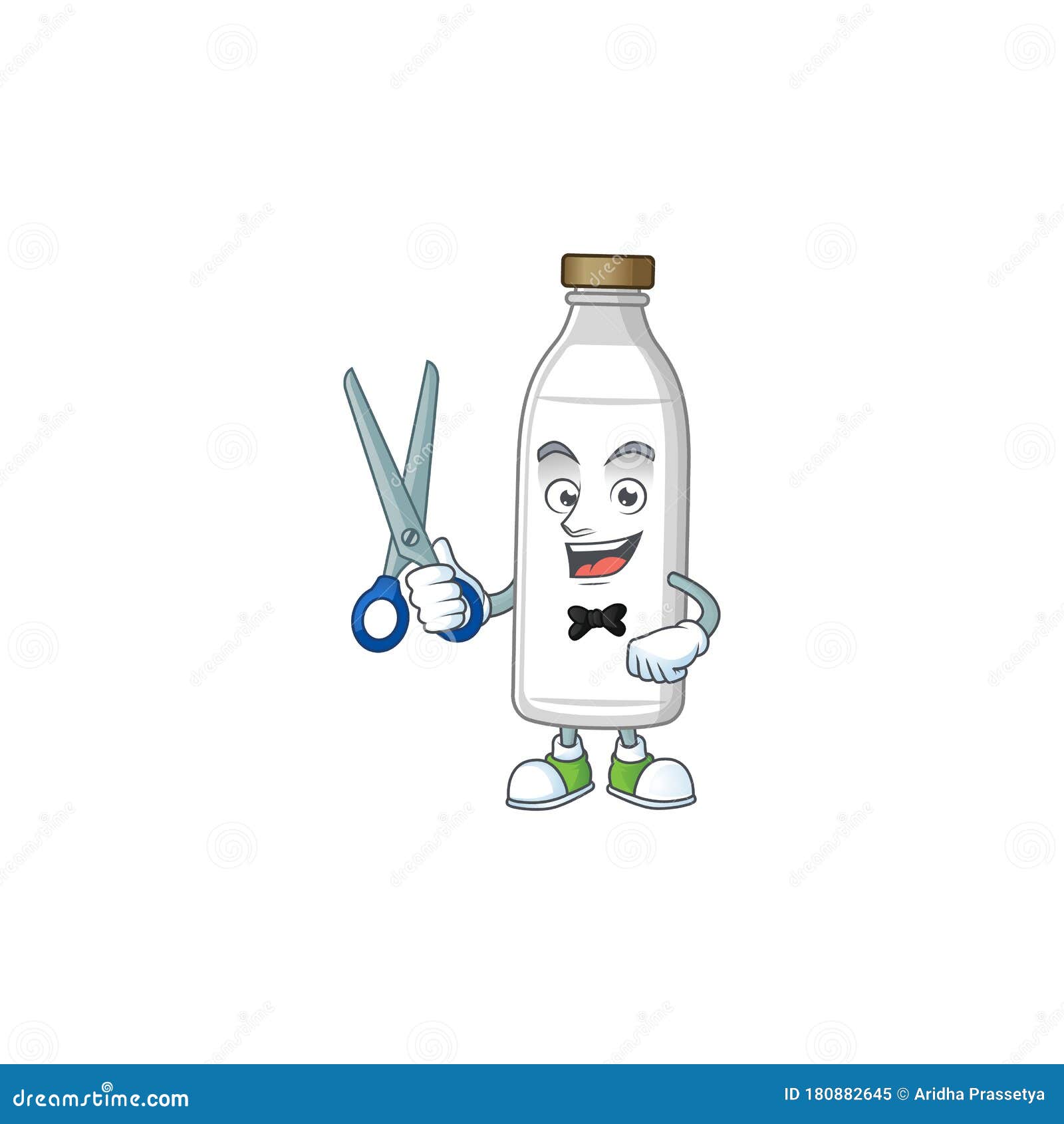 Cute Barber Milk Bottle Cartoon Character Style with Scissor Stock ... Cute Barber Milk Bottle Cartoon Character Style with Scissor Stock ...