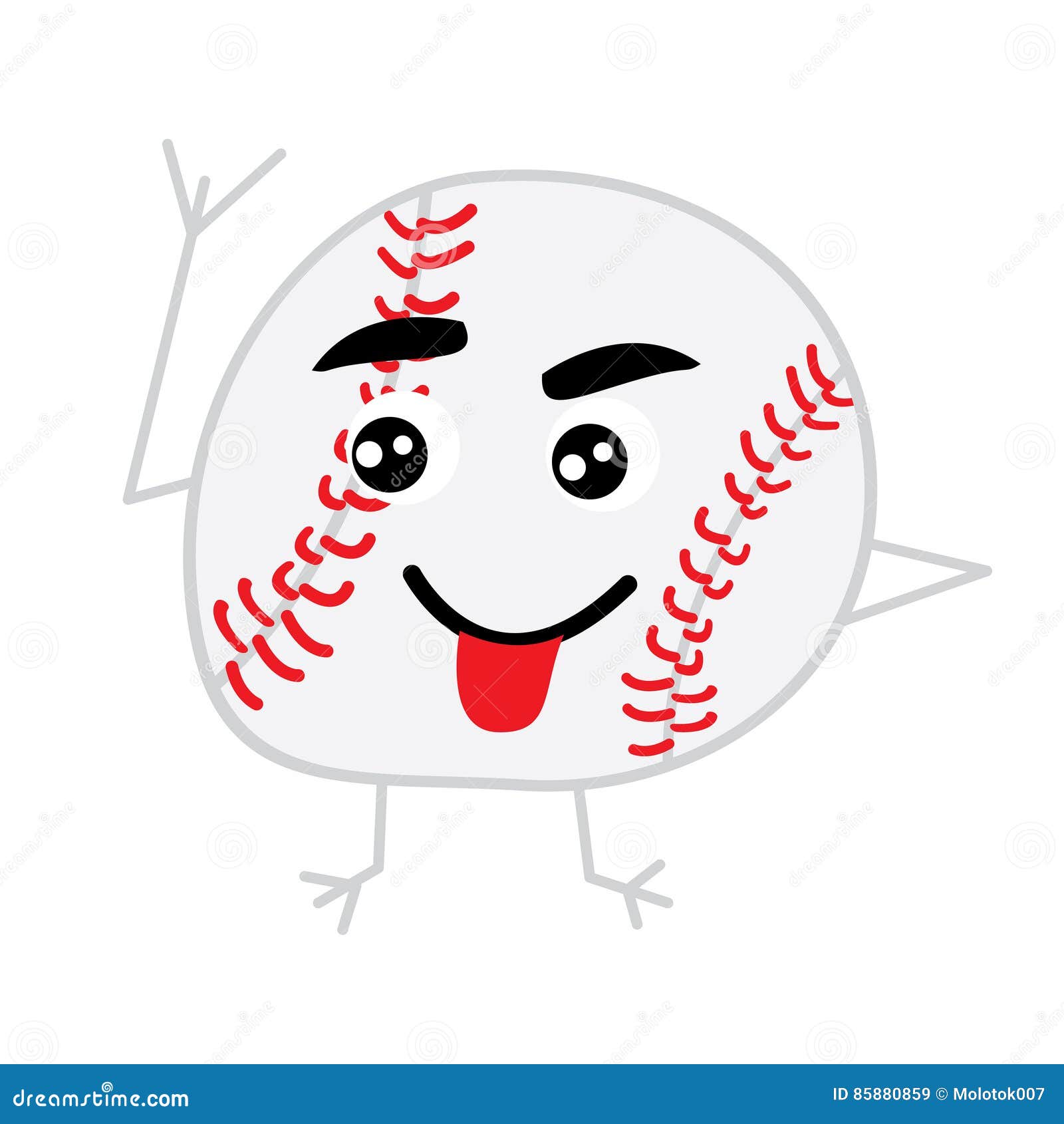 Cute Baseball Ball Cartoon Character. Stock Vector - Illustration of ...