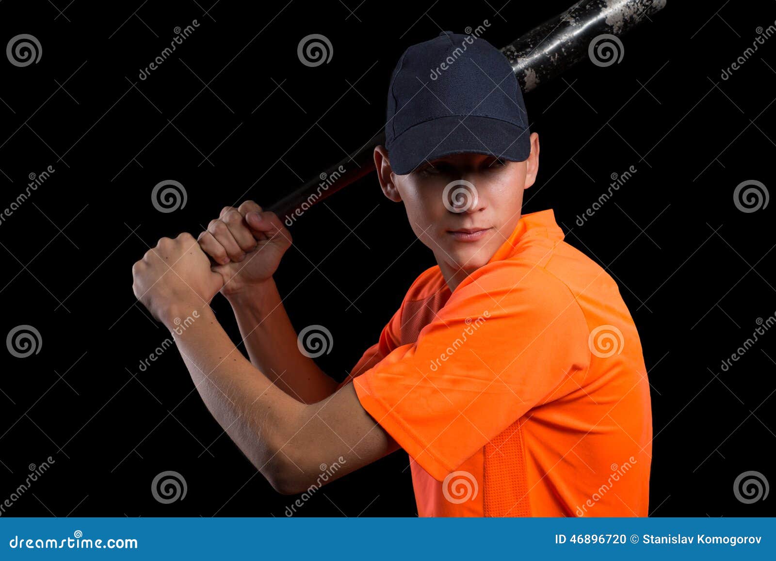 Cute Baseball Player Bat Preparing To Strike Stock Photo - Image of ...